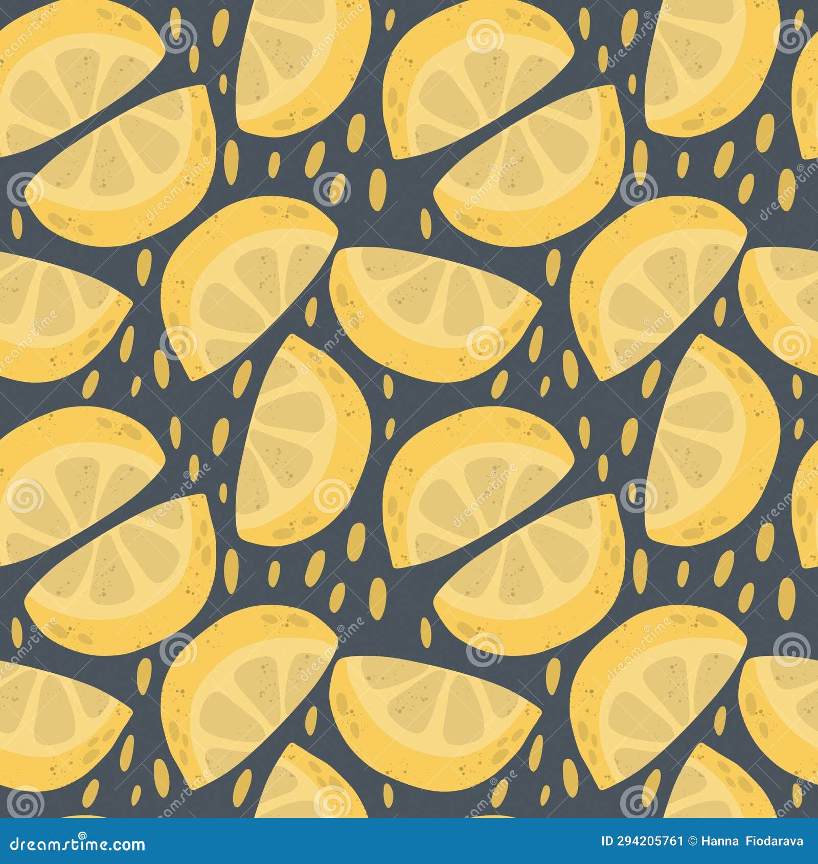 Seamless Pattern with Cartoon Lemons. Colourful Illustration Flat Style ...