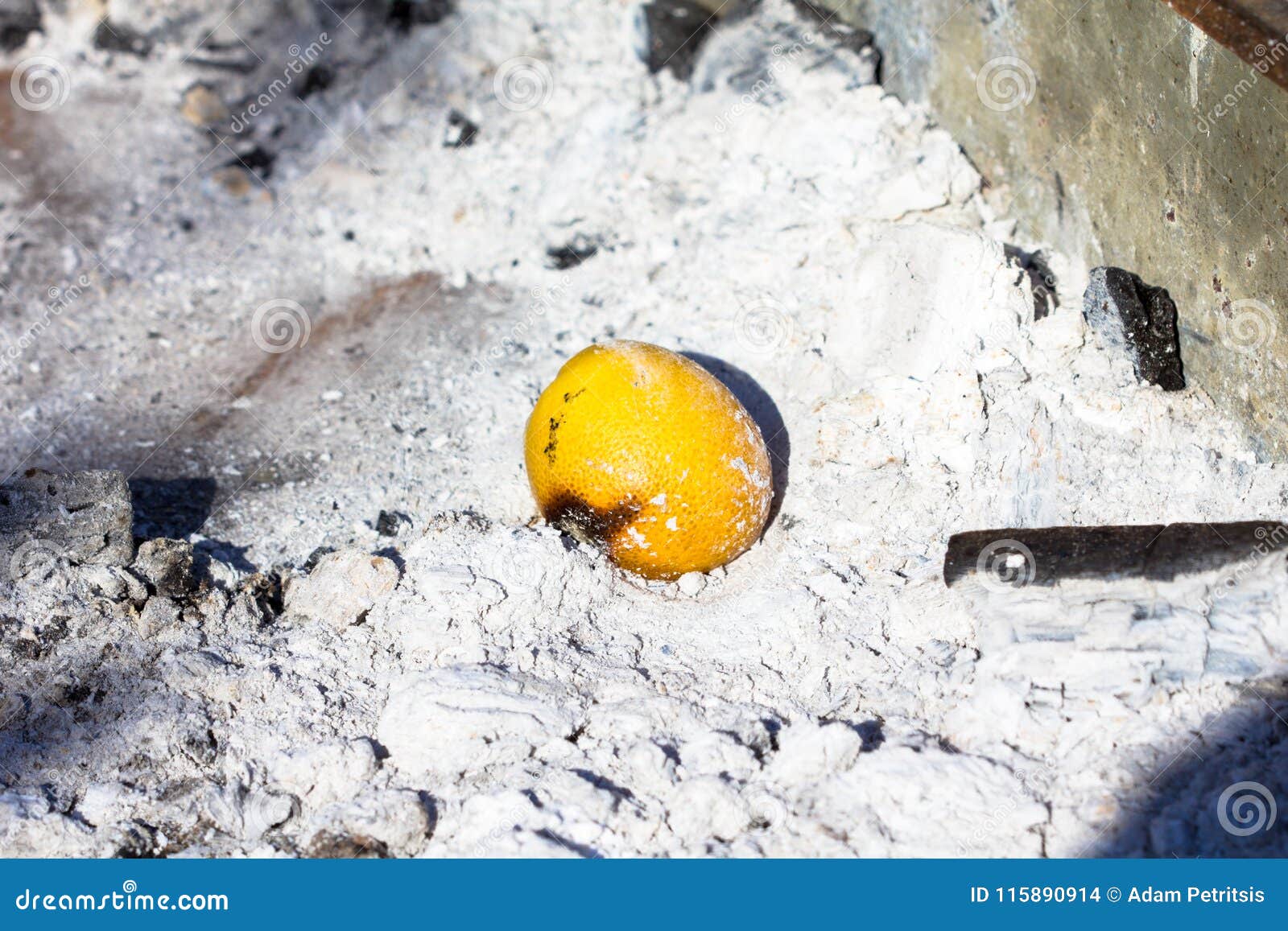 Lemon in Ashes stock photo. Image of limon, burn, isolated - 115890914