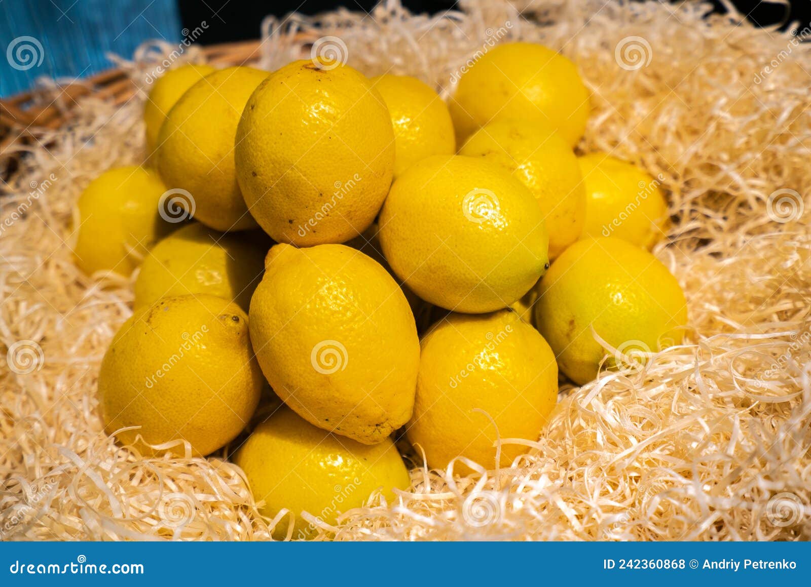 Lemon in a basket stock photo. Image of fruit, agriculture - 242360868