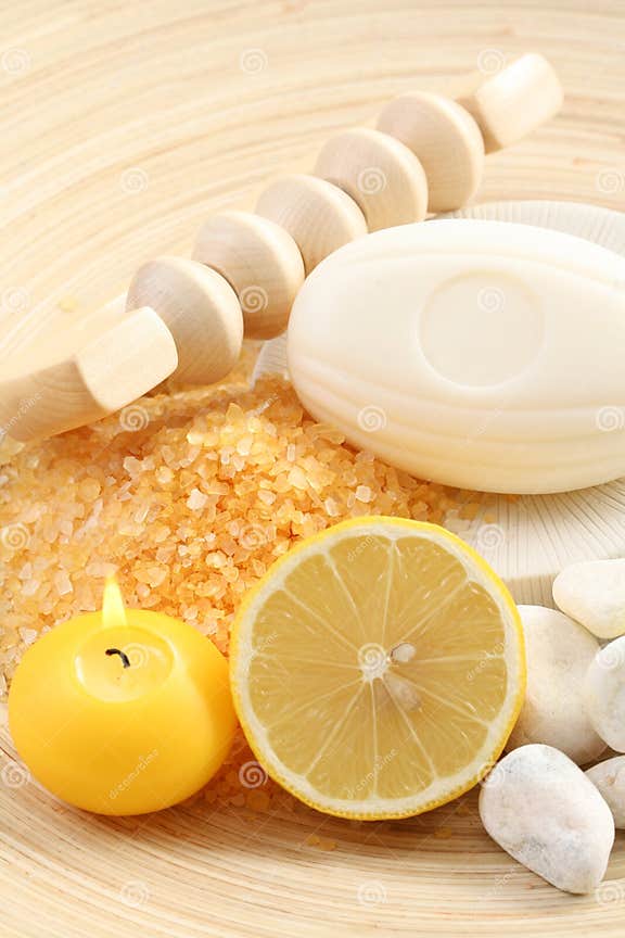 Lemon bath stock image. Image of treatment, aromatherapy - 6133745