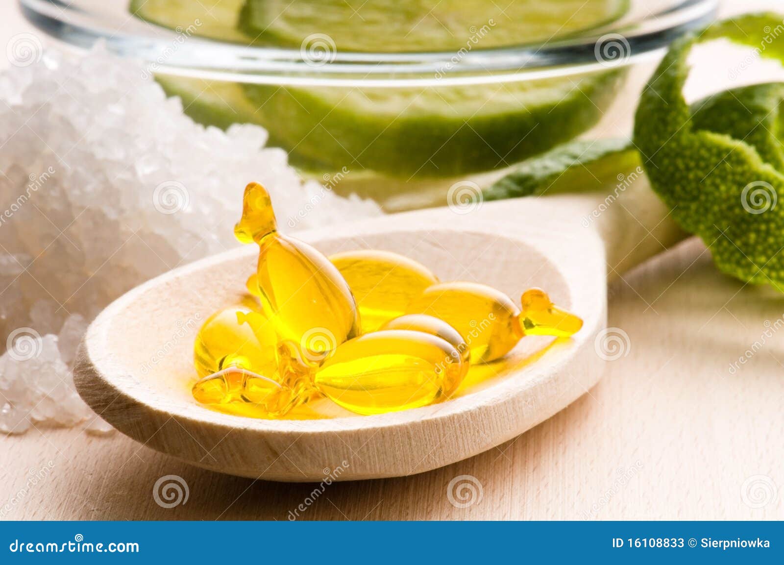 Lemon Bath - Bath Salt, Capsule and Fresh Fruits Stock Image - Image of ...