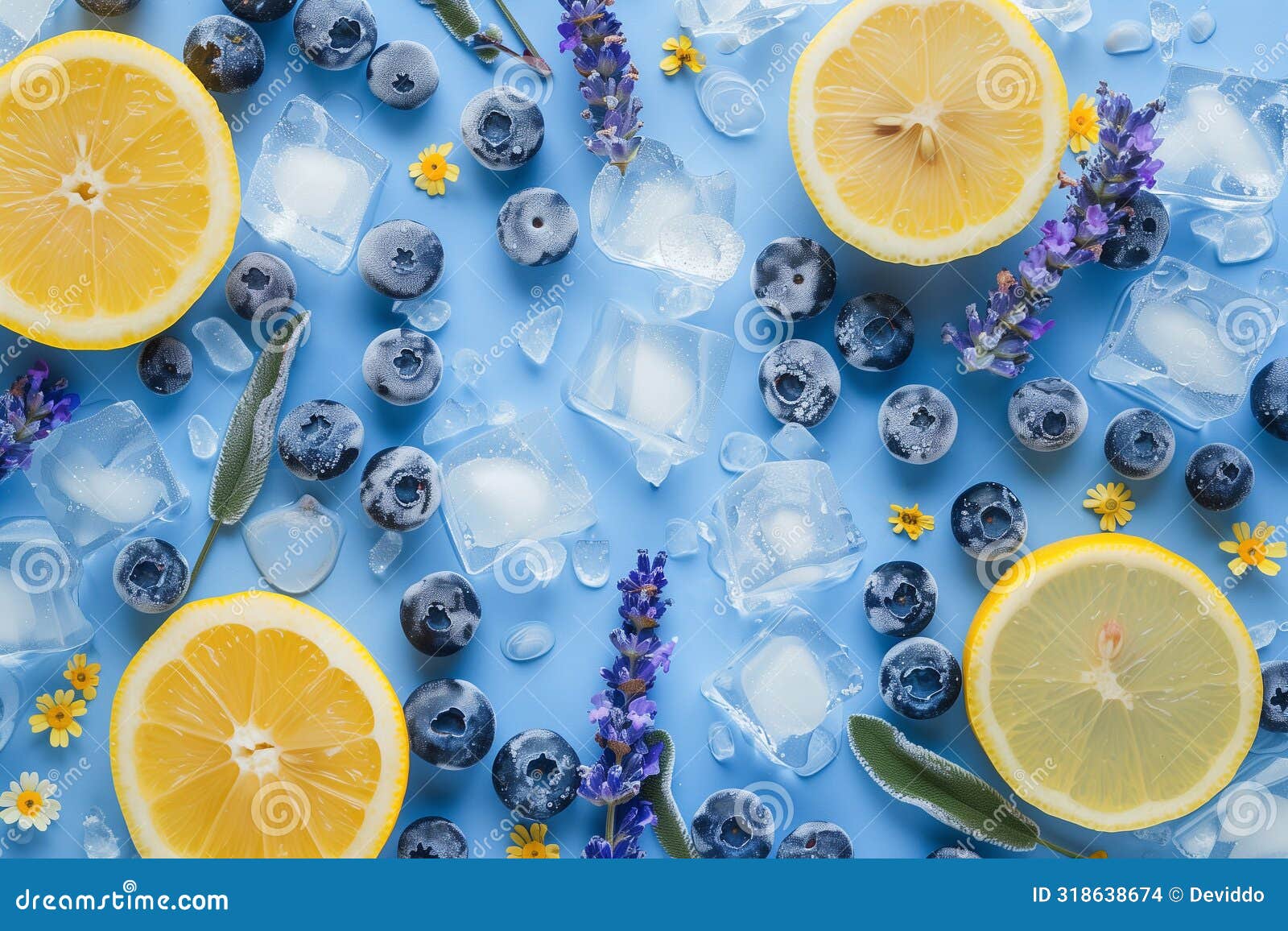 Lemon Blueberries and Lavender Flowers Stock Illustration ...