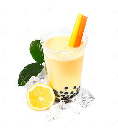 Lemon Boba Bubble Tea stock image. Image of milky, bubble - 25401563