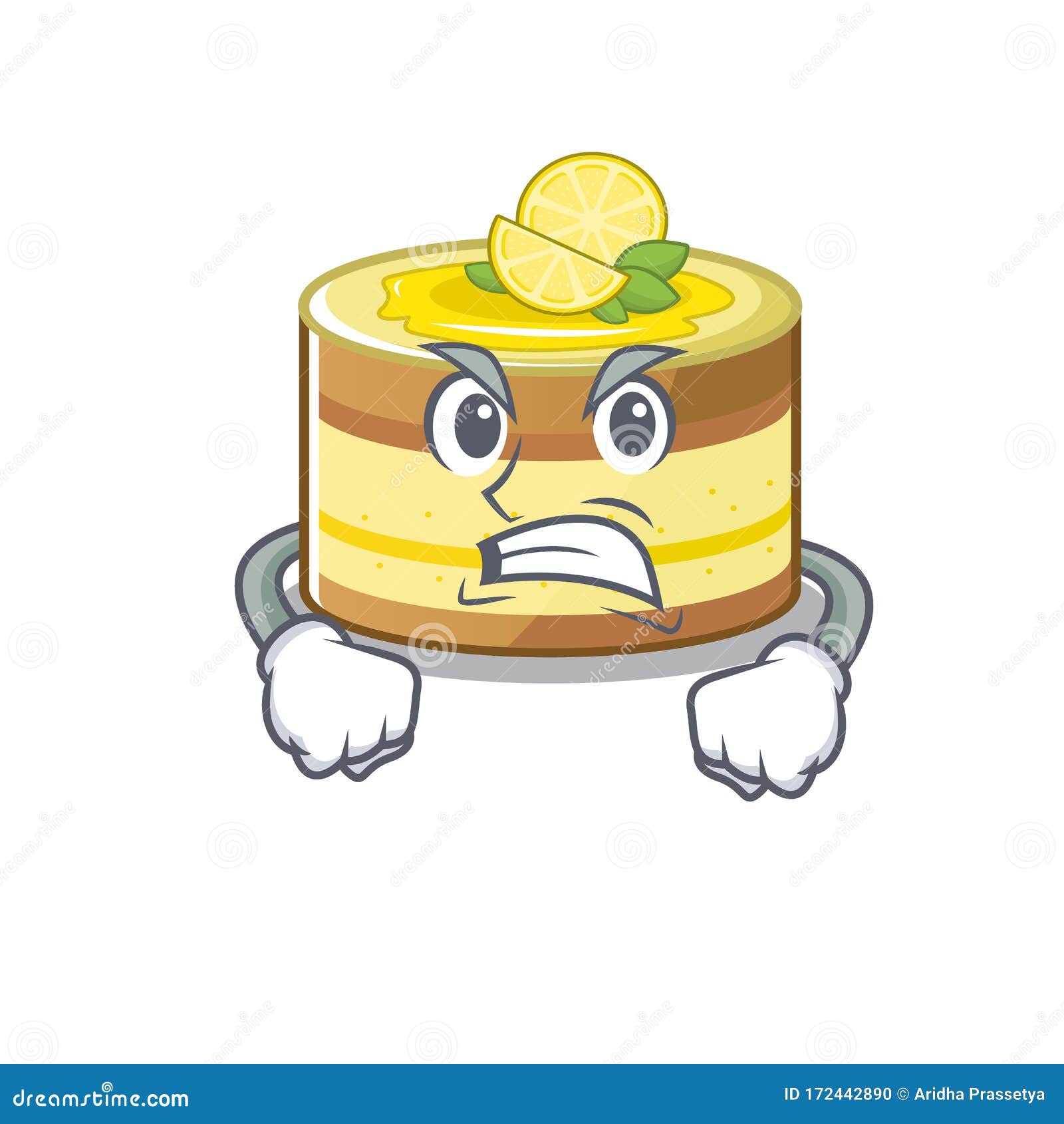 Lemon Cake Cartoon Character Style Having Angry Face Stock Vector ...