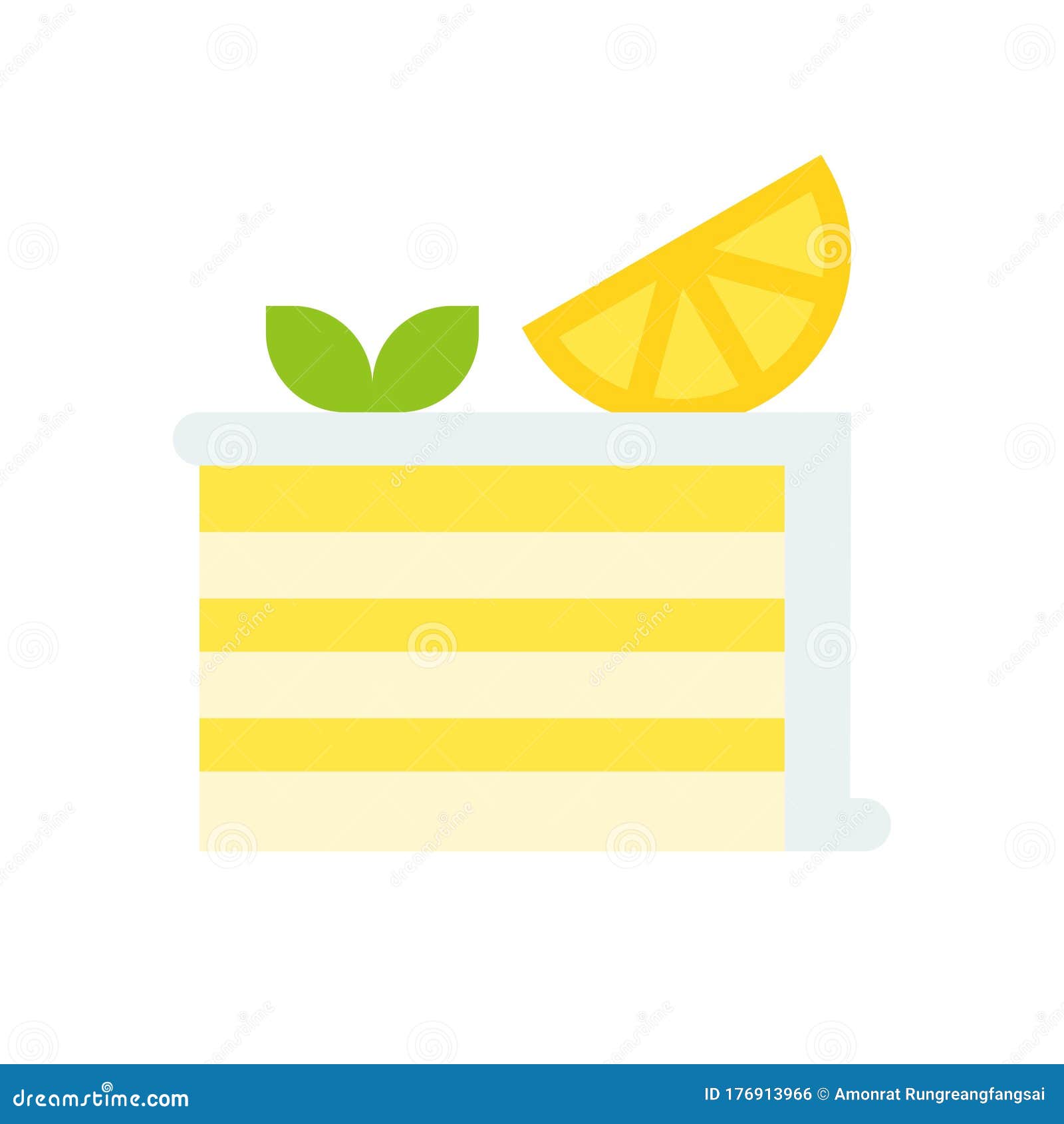 Lemon Cake Vector Illustration, Flat Style Icon Stock Vector ...