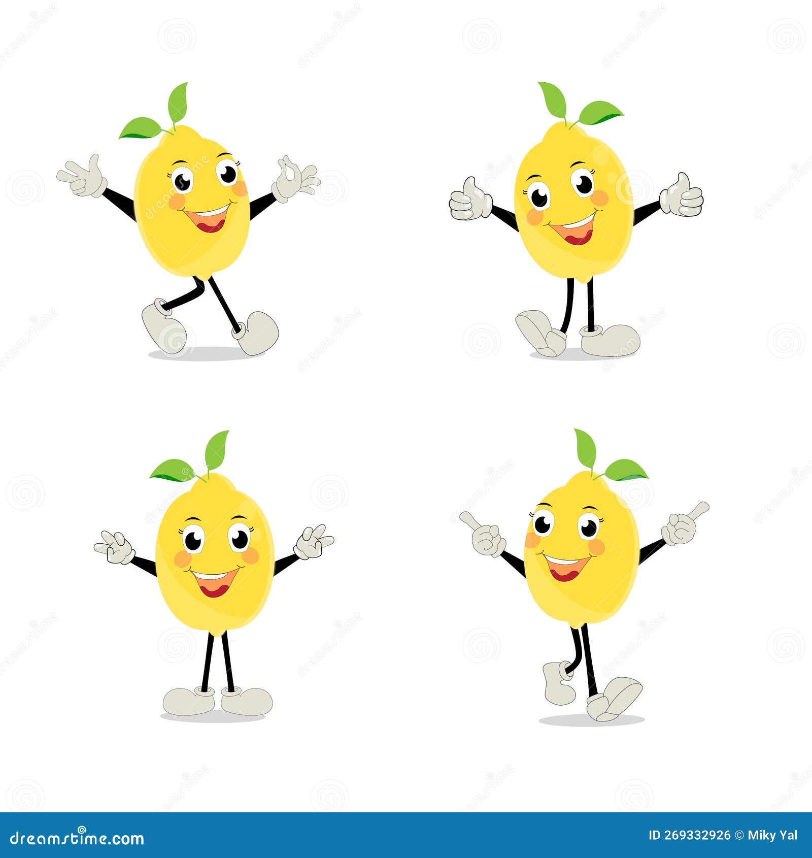 Lemon Character Design. Vector Illustration Flat Lemon Cute Character ...