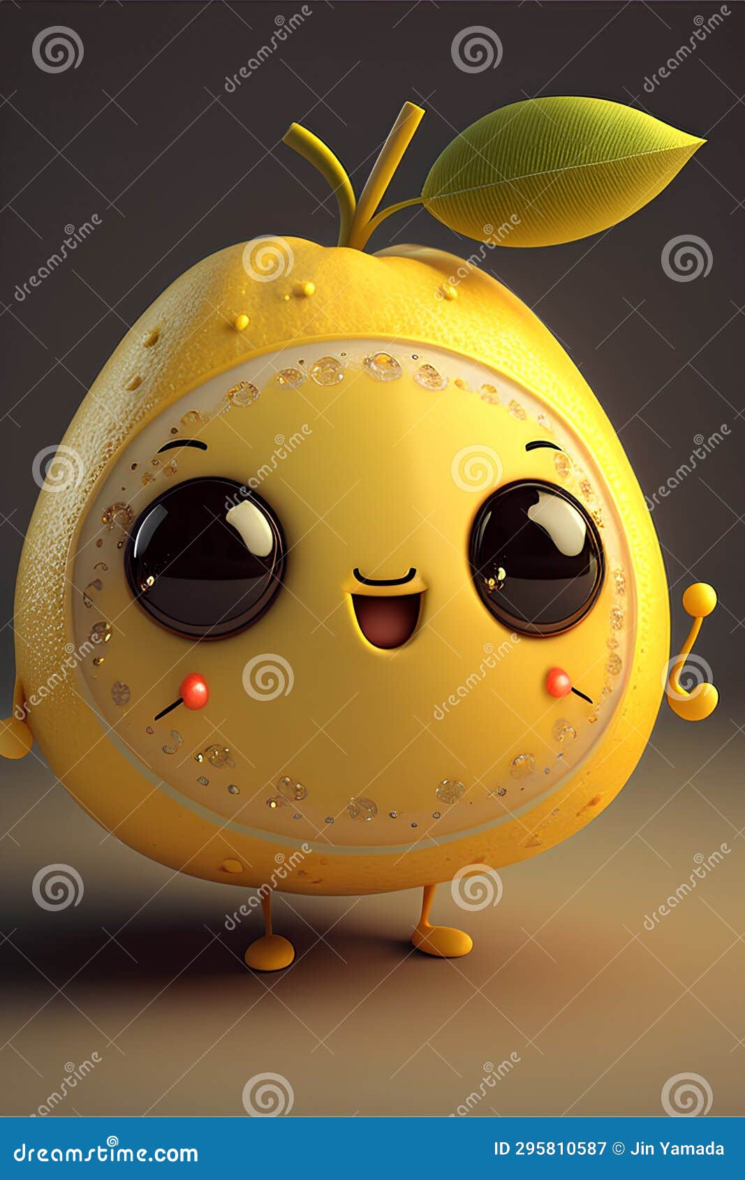 Lemon Character with Smiley Face. 3d Render Illustration Stock ...