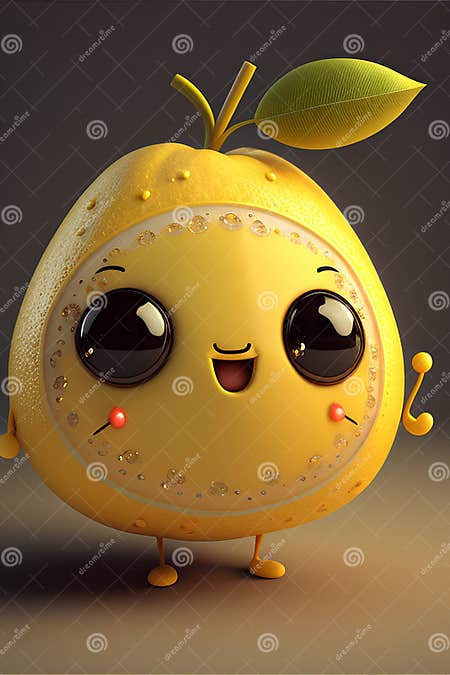 Lemon Character with Smiley Face. 3d Render Illustration Stock ...
