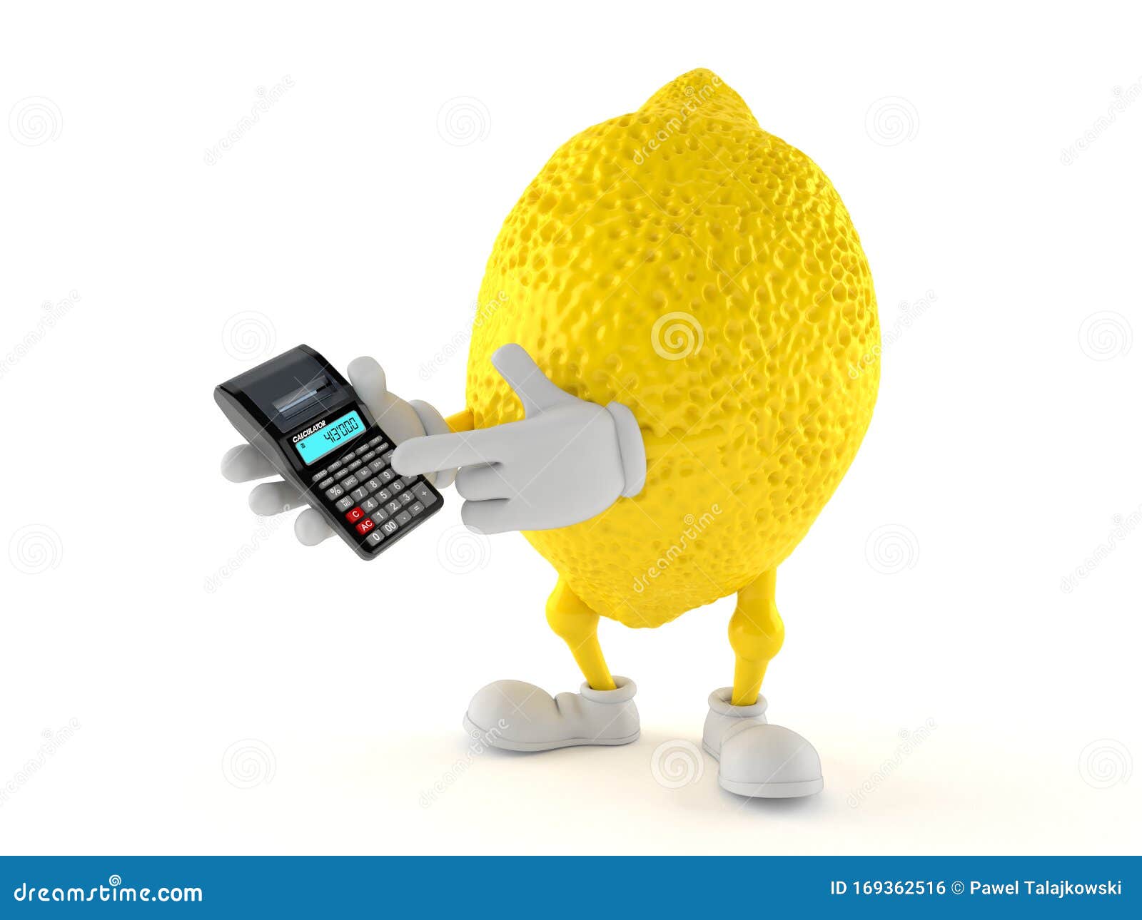 Lemon Character Using Calculator Stock Illustration - Illustration of ...
