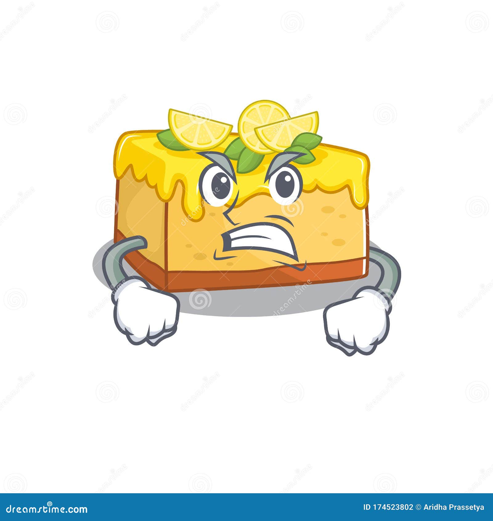 Lemon Cheesecake Cartoon Character Style Having Angry Face Stock Vector ...