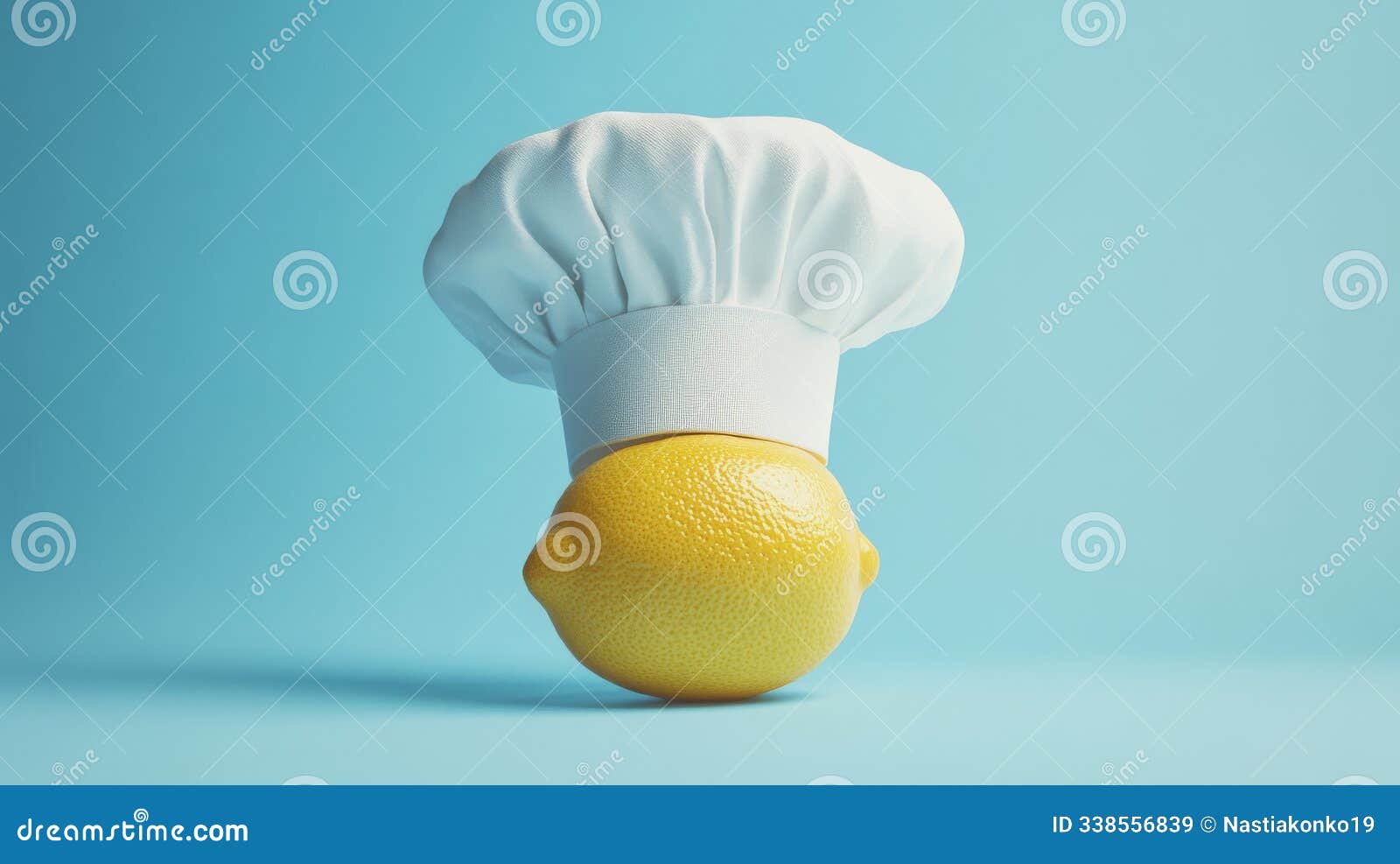 Lemon with Chef S Hat on Blue Background, Creative Kitchen Concept ...