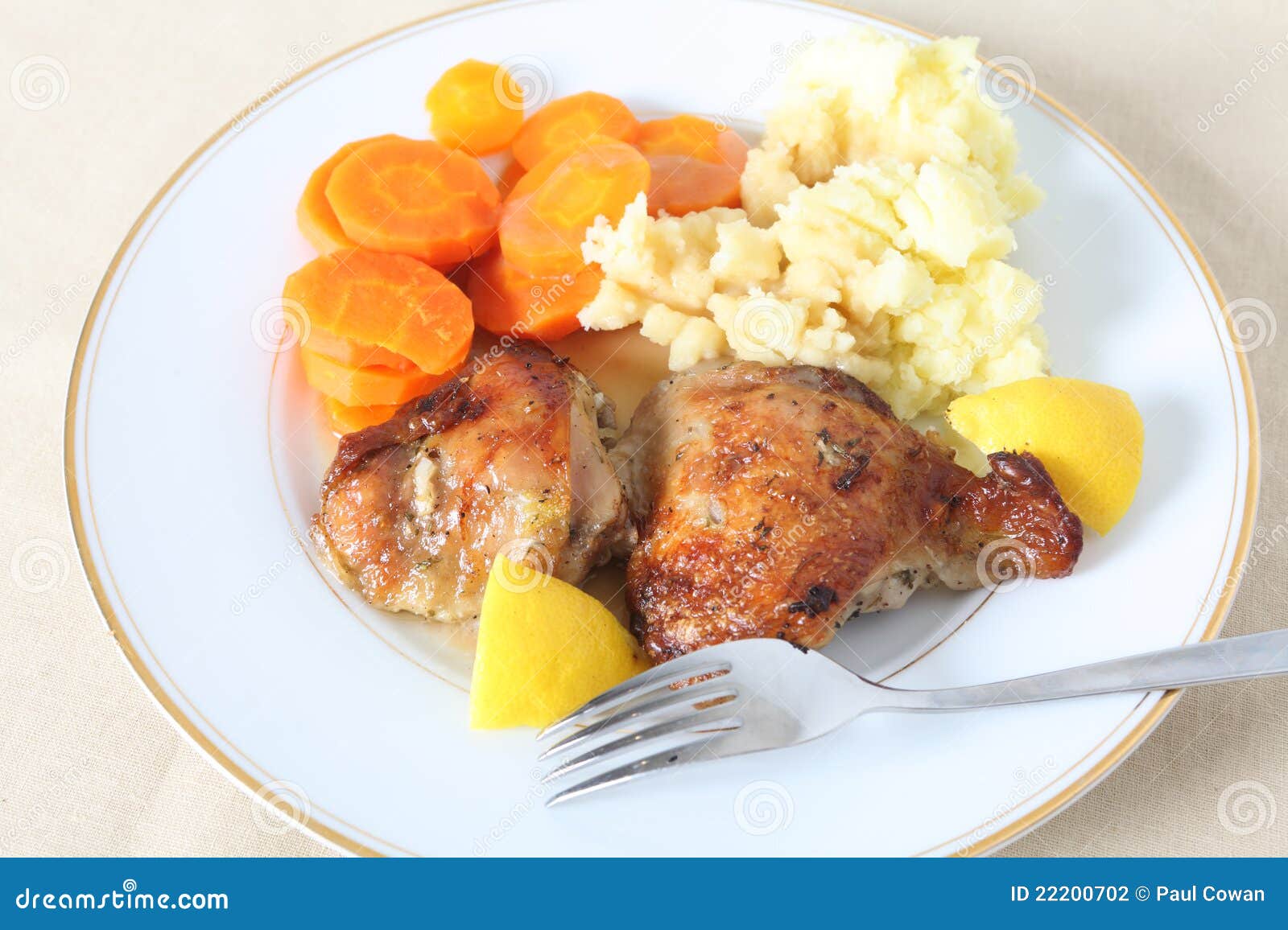 Lemon Chicken Meal on Plate Stock Photo - Image of thighs, meal: 22200702