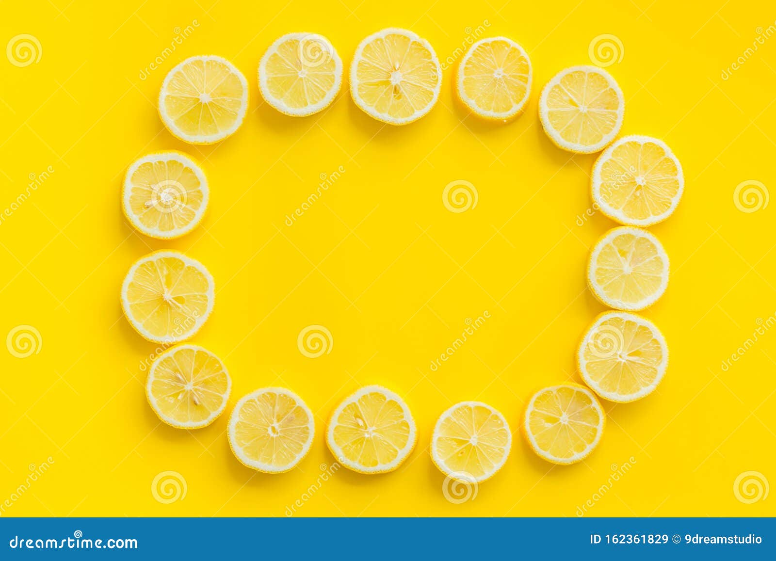 Lemon Circle Mockup on Yellow Background Top View Copy Space Stock ...