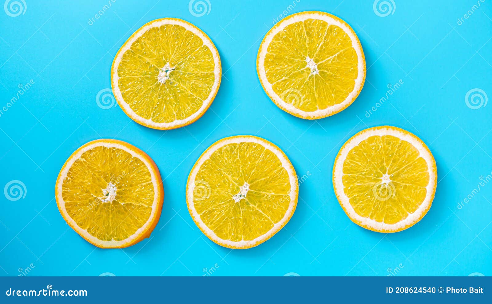Lemon Circles on Blue Background. Stock Photo - Image of design ...