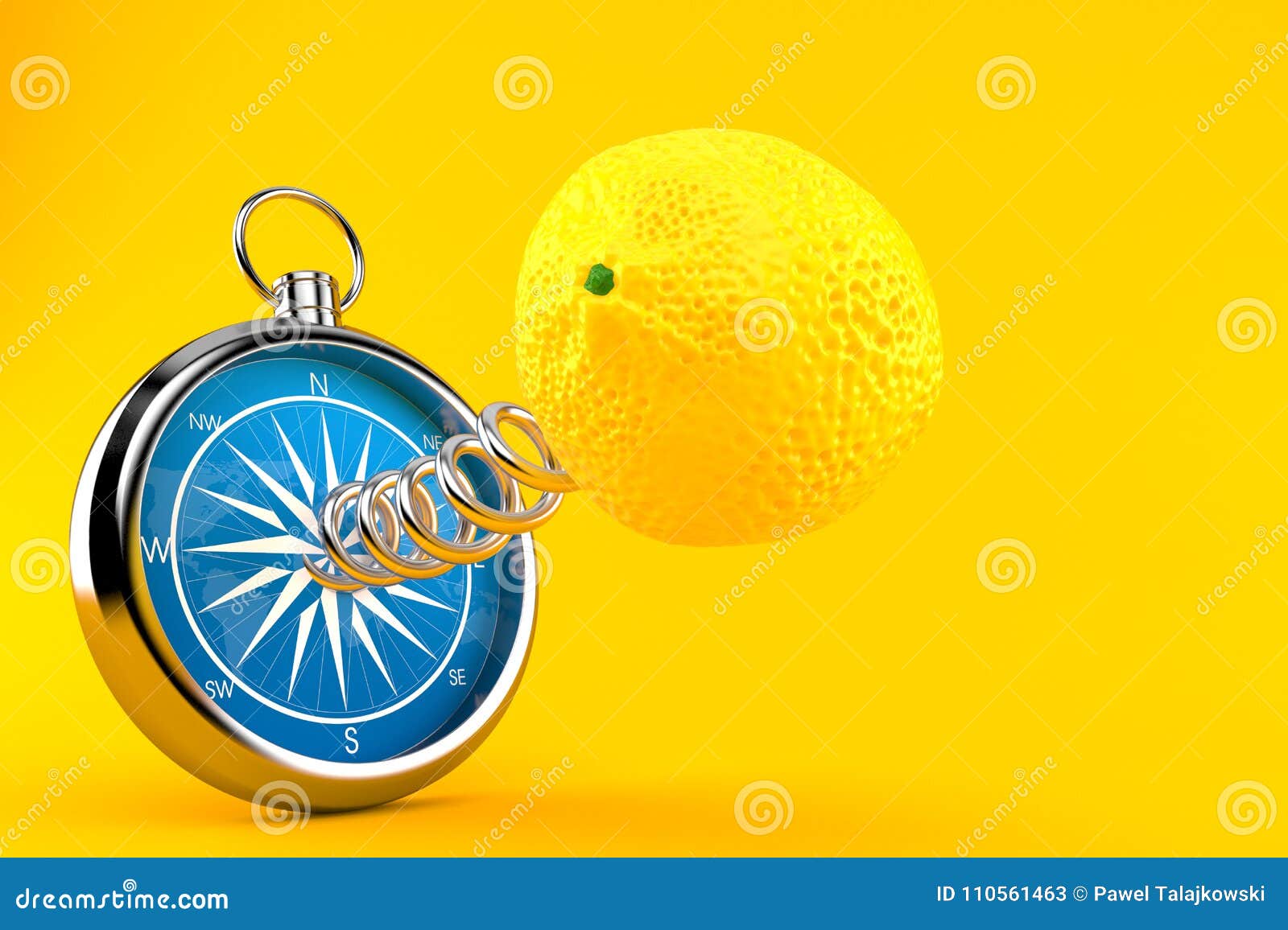 Lemon with compass stock illustration. Illustration of journey - 110561463