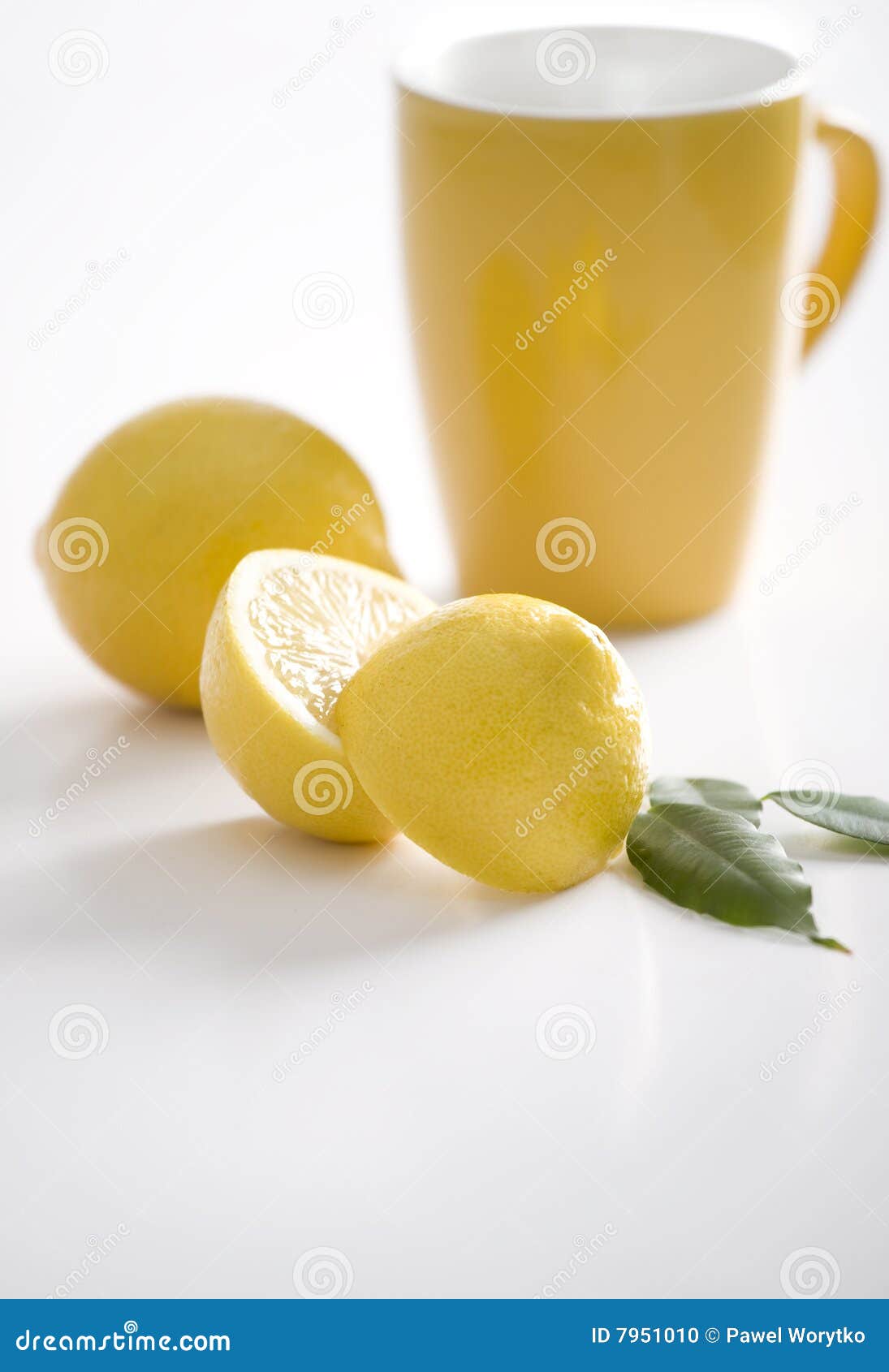 Lemon and cup stock photo. Image of beverage, white, background - 7951010