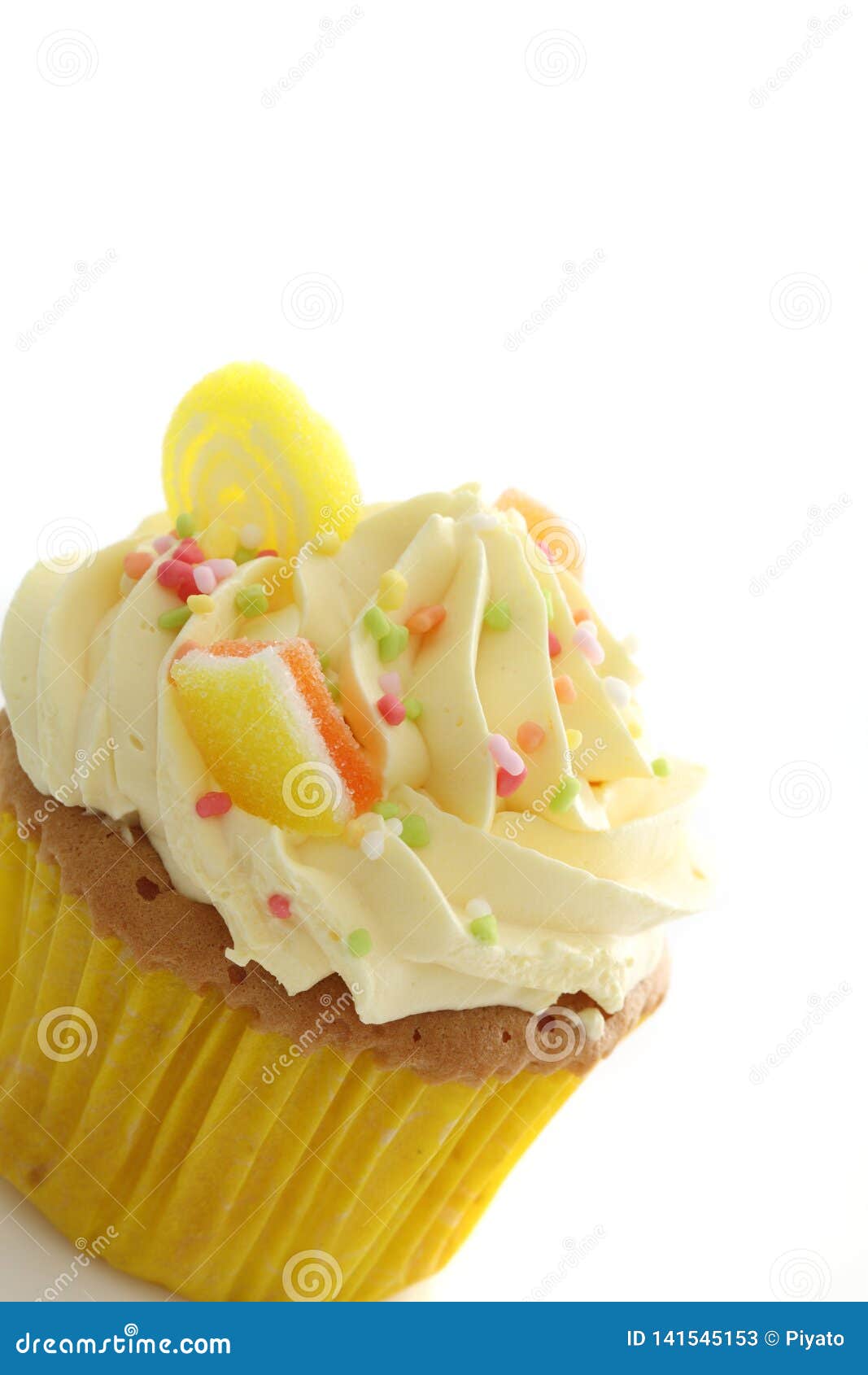 Lemon Cupcake Isolated in White Background Stock Image - Image of blue ...