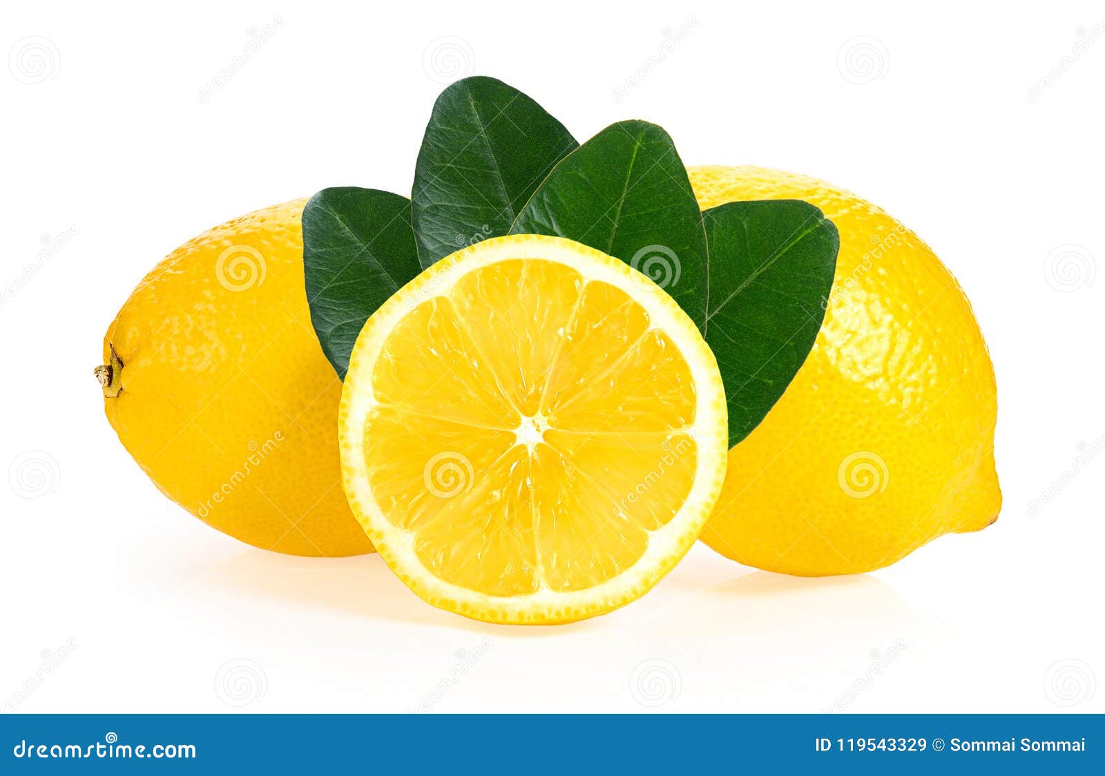 Fresh Lemon and Cut Half Slice Isolated on White Background Stock Image ...