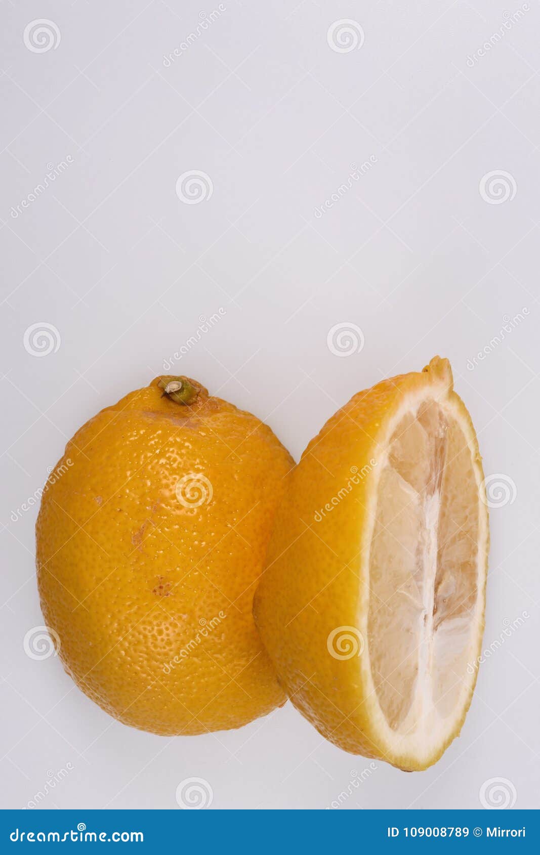 Lemon, Cut into Halves: Half of Fruit Stand Side by Side, Skinned To ...