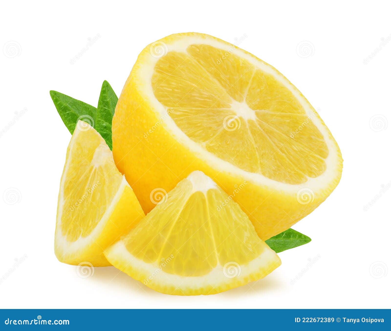 Lemon Cut with Leaves Isolated on a White Background Stock Image ...