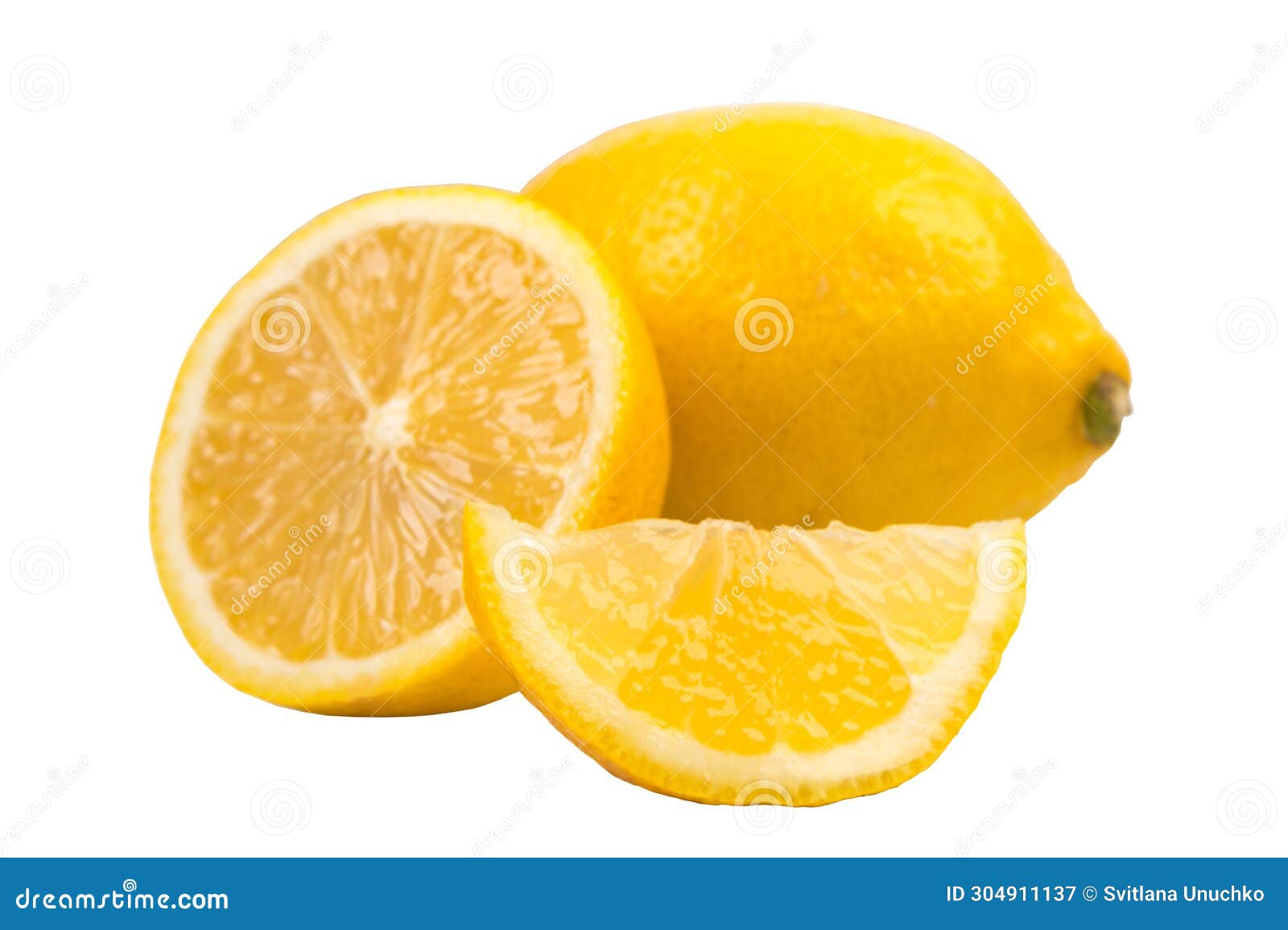 Lemon with Cut and Slice in Half and Isolated on White Background Stock ...