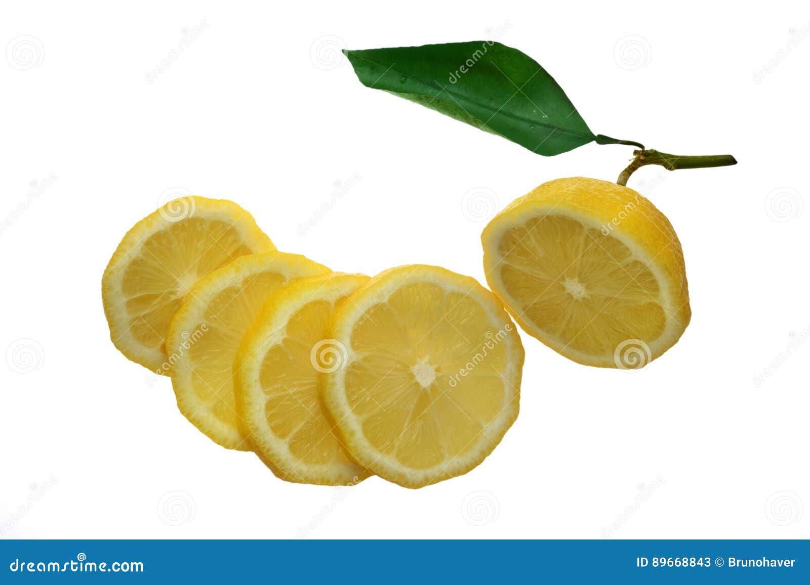 Lemon Cut in Slices with Leaf. Stock Image - Image of group, nature ...