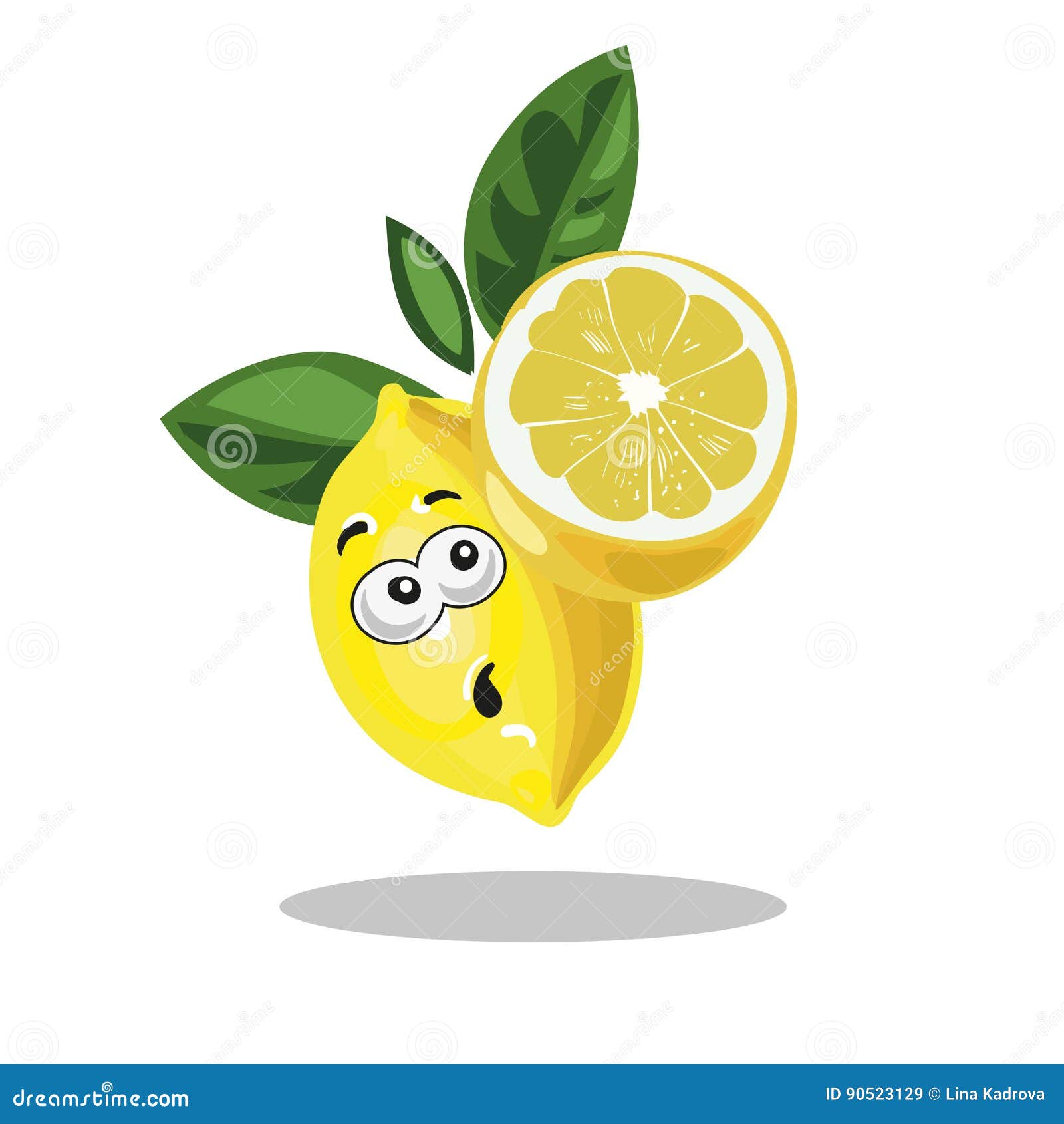 Lemon Cute Character Surprised with Half Cut Lemon Stock Vector ...