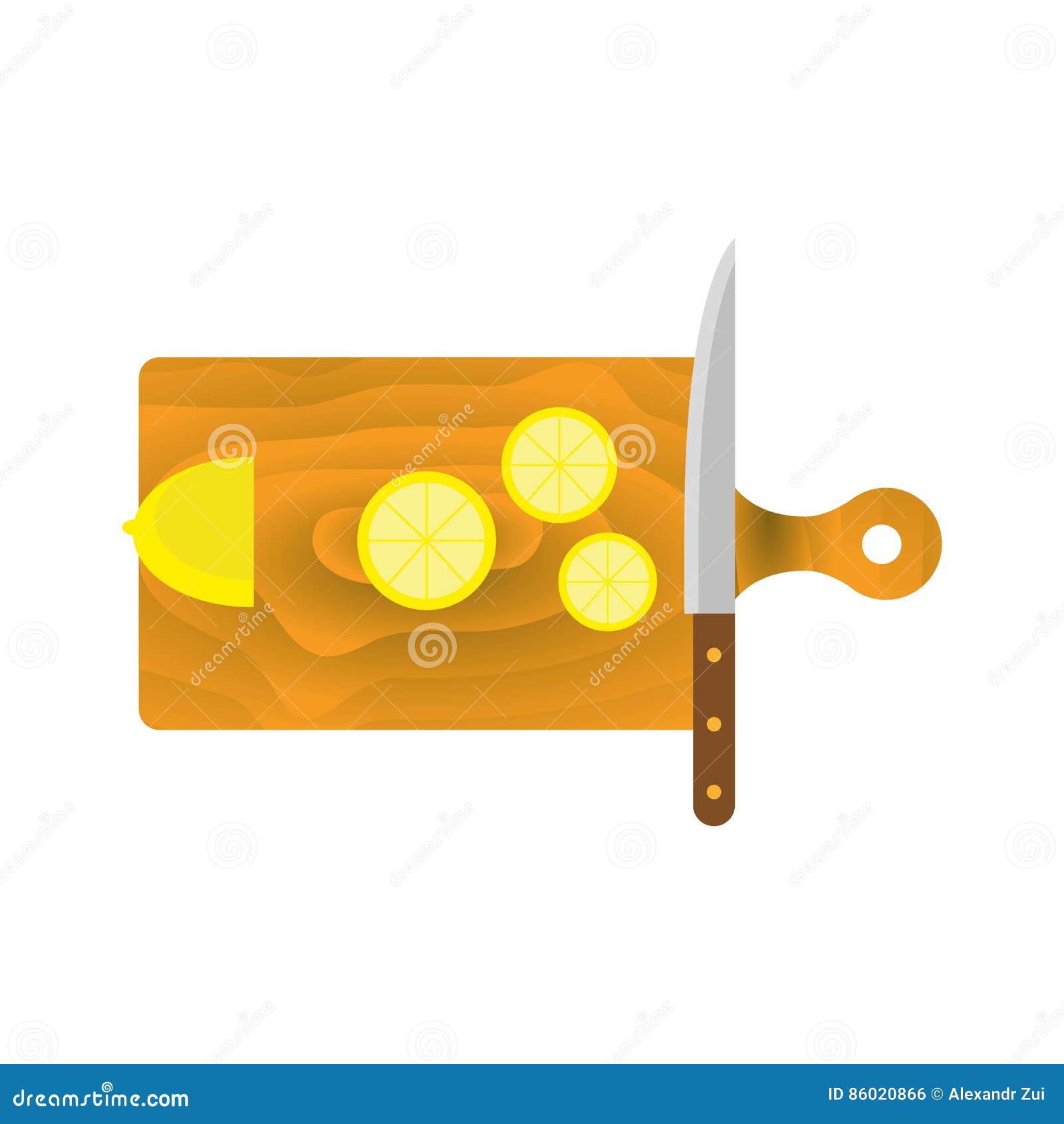 Lemon cutting Board knife stock vector. Illustration of lime - 86020866