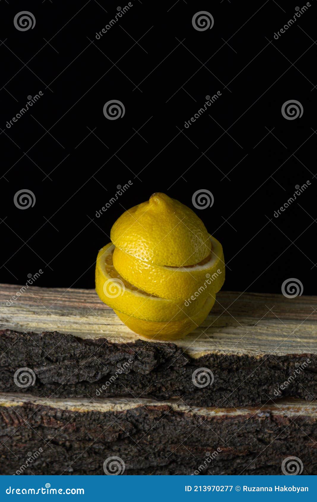 Lemon on a Dark Background. Sliced Lemon on a Black Background Stock ...