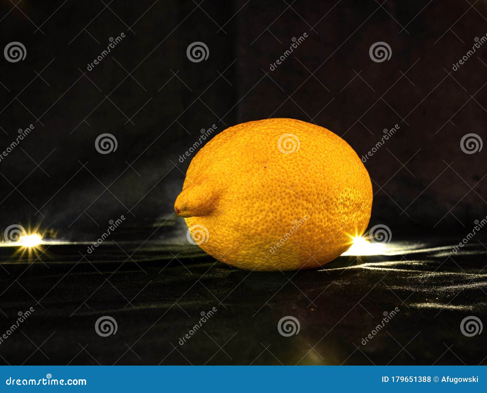 Lemon in the Dark with the Lights. Stock Photo - Image of organic ...