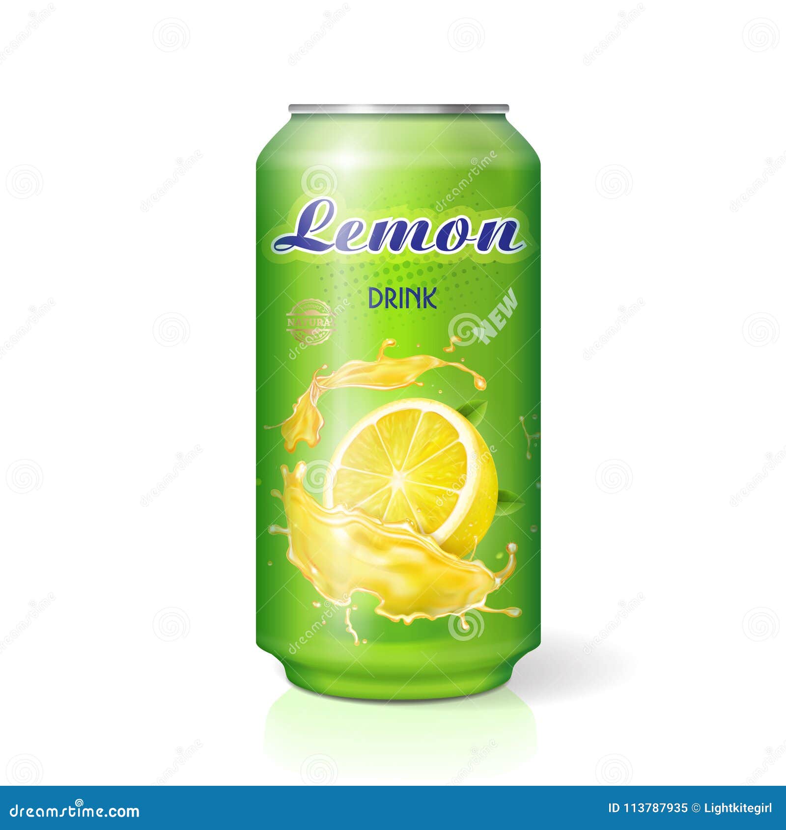 Lemon Drink Contained in Metallic Can Realistic Stock Vector ...
