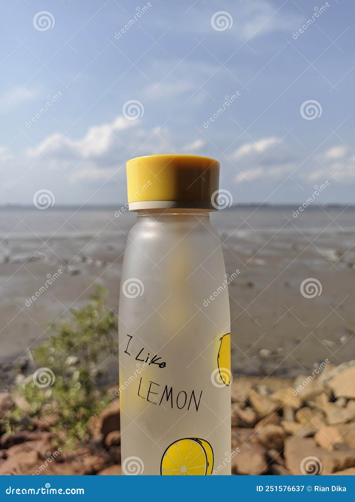 Lemon Drinking Water Bottle Stock Image - Image of lighting, lemon ...
