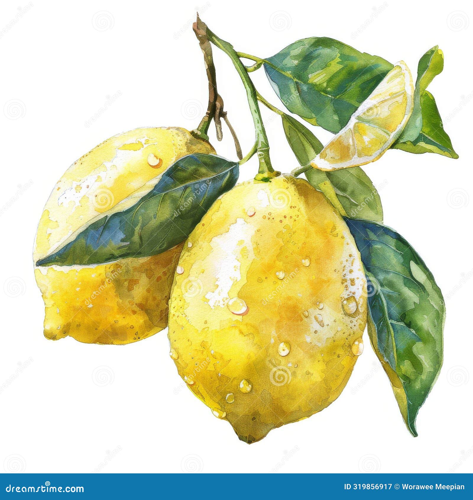 Lemon Element Watercolor Background and Wallpaper Stock Image - Image ...