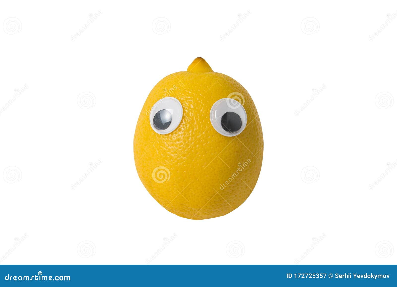 Lemon with Eyes Isolated on White Background. Food with Funny Faces ...