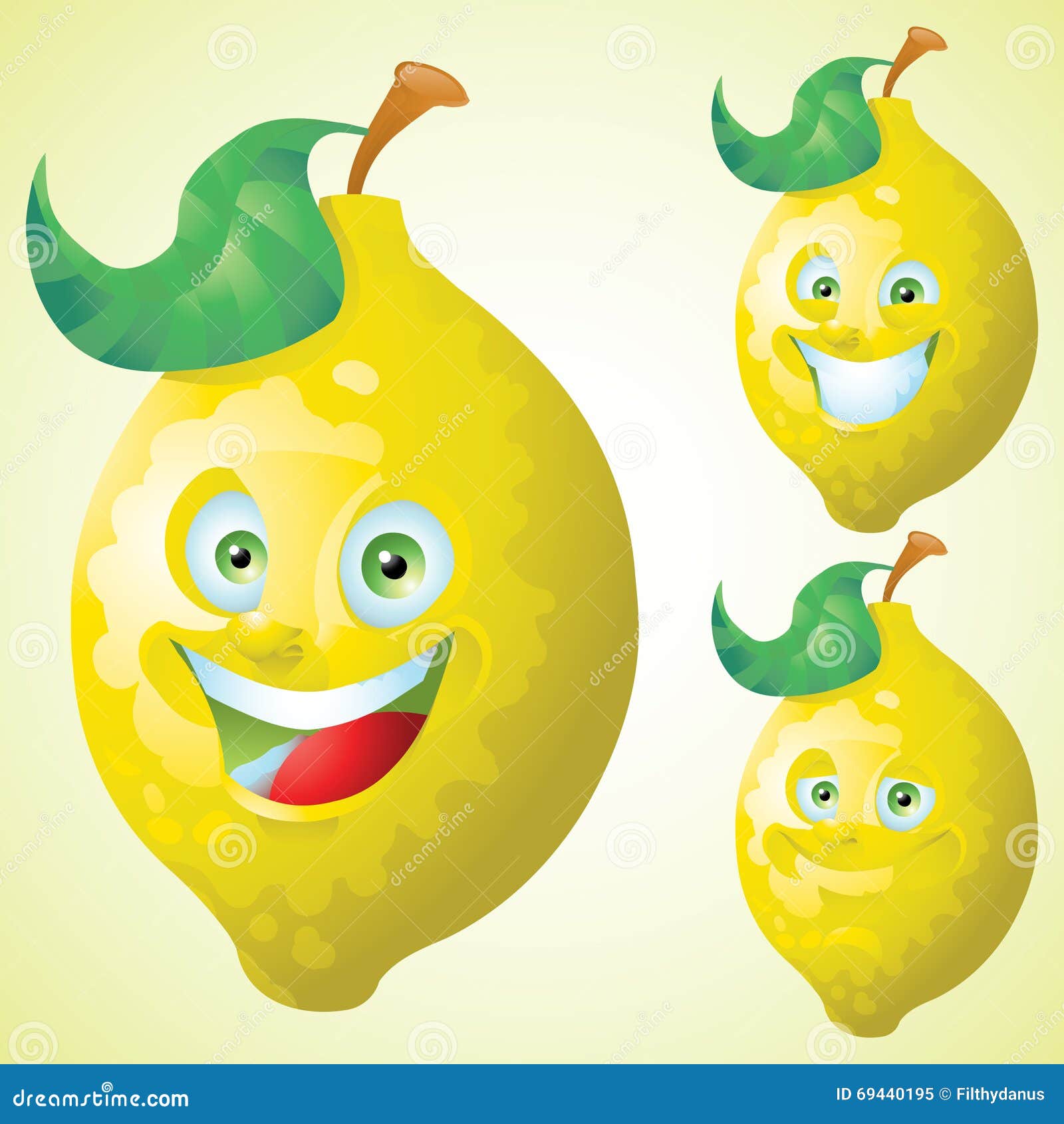 Lemon Face Expression Cartoon Character Set Stock Vector - Illustration ...