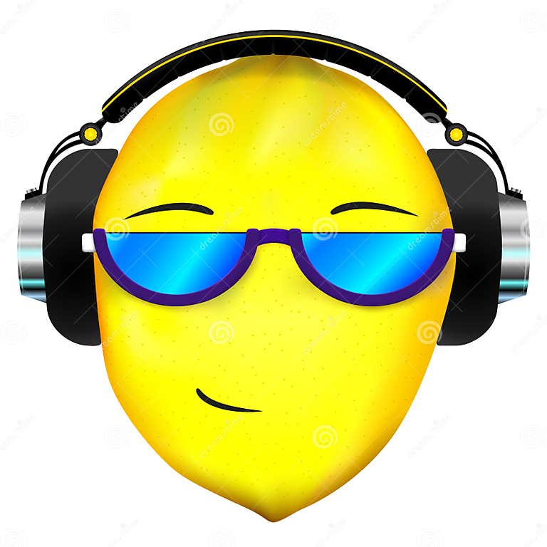 Lemon face in headphones stock vector. Illustration of climate - 26088205