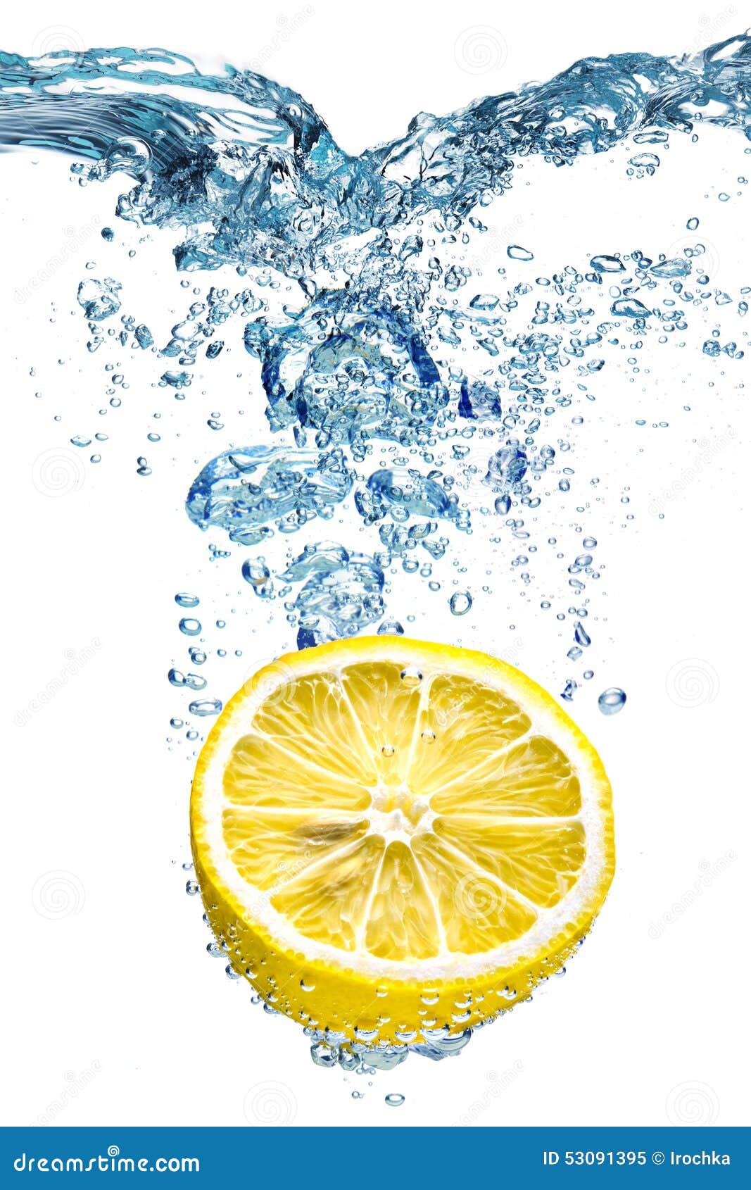 Lemon Falls Deeply Under Water Stock Image - Image of particles, food ...