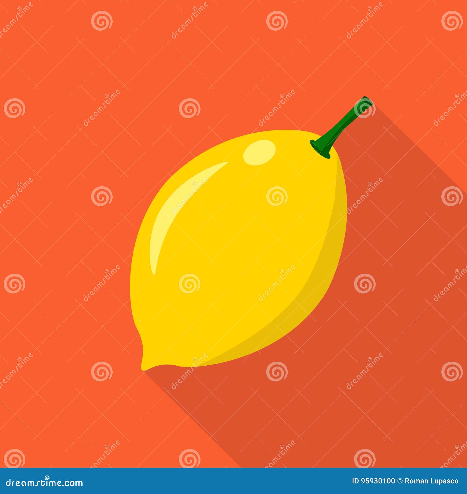 Lemon Flat Illustration. Fresh Vector Fruits. Clipart Illustration ...