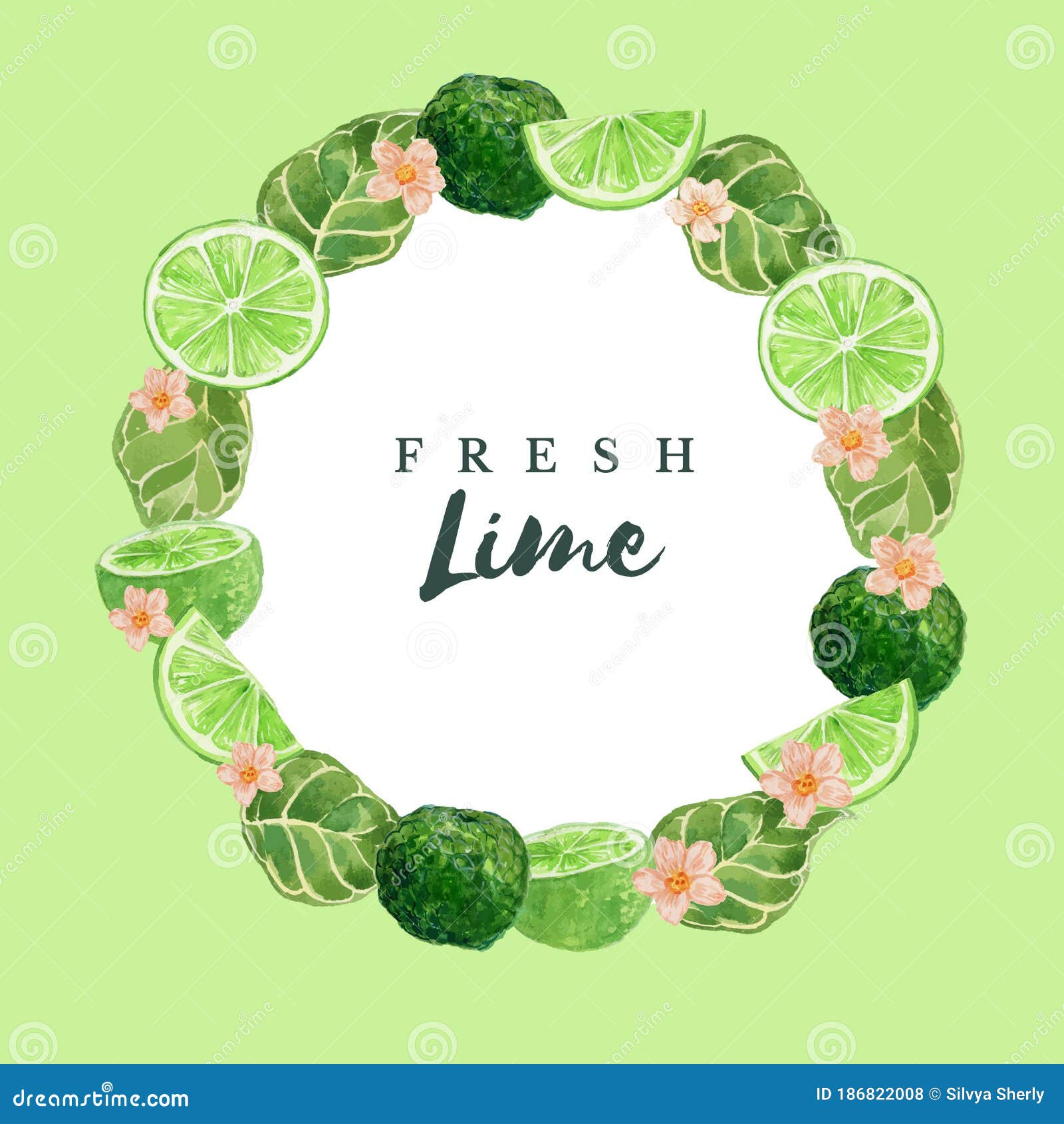 Vector Watercolor Fruit Fresh Lime Frame Shape Clipart Set Stock Vector ...