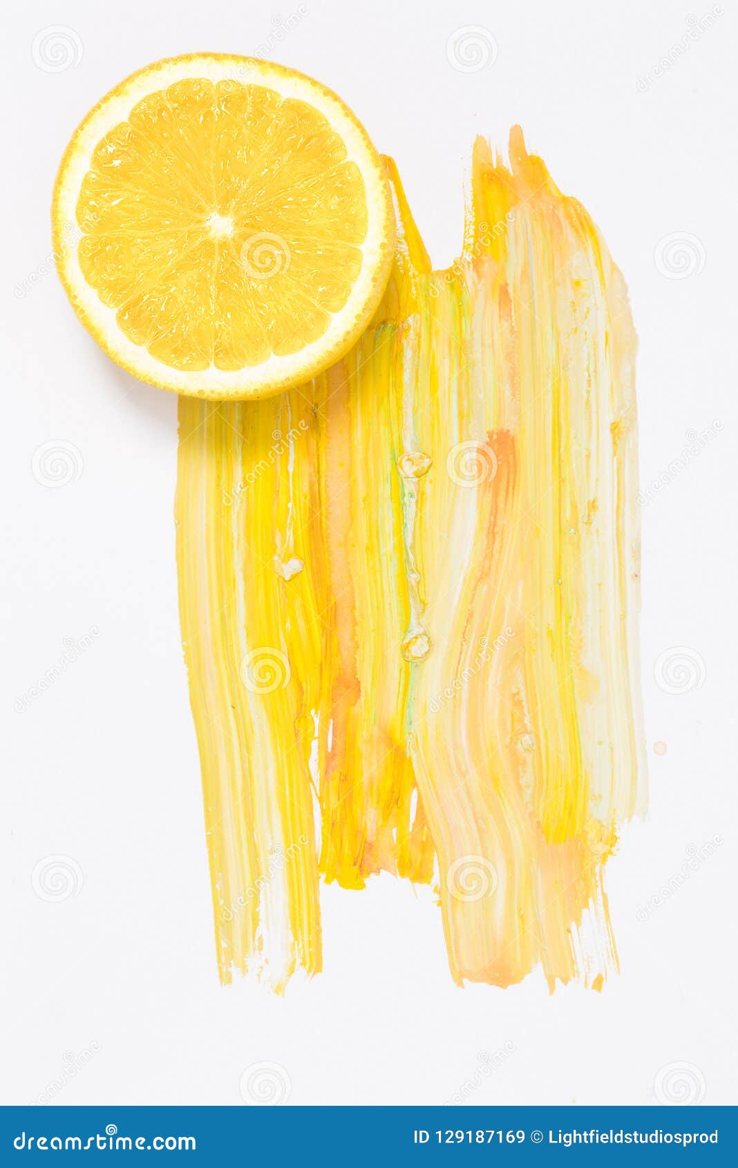 Fresh Slice of Lemon with Watercolor Stains Stock Image - Image of ...