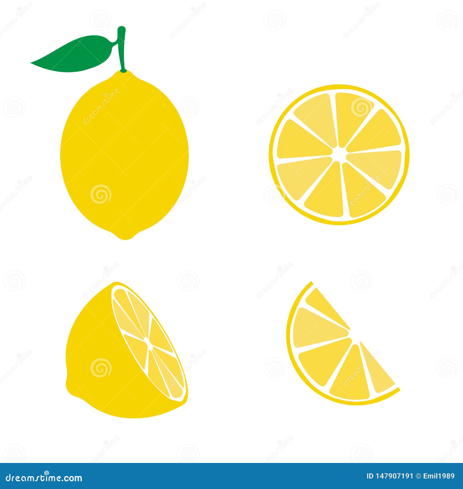 Lemon Fruit Icons Symbols Set Stock Vector - Illustration of vector ...