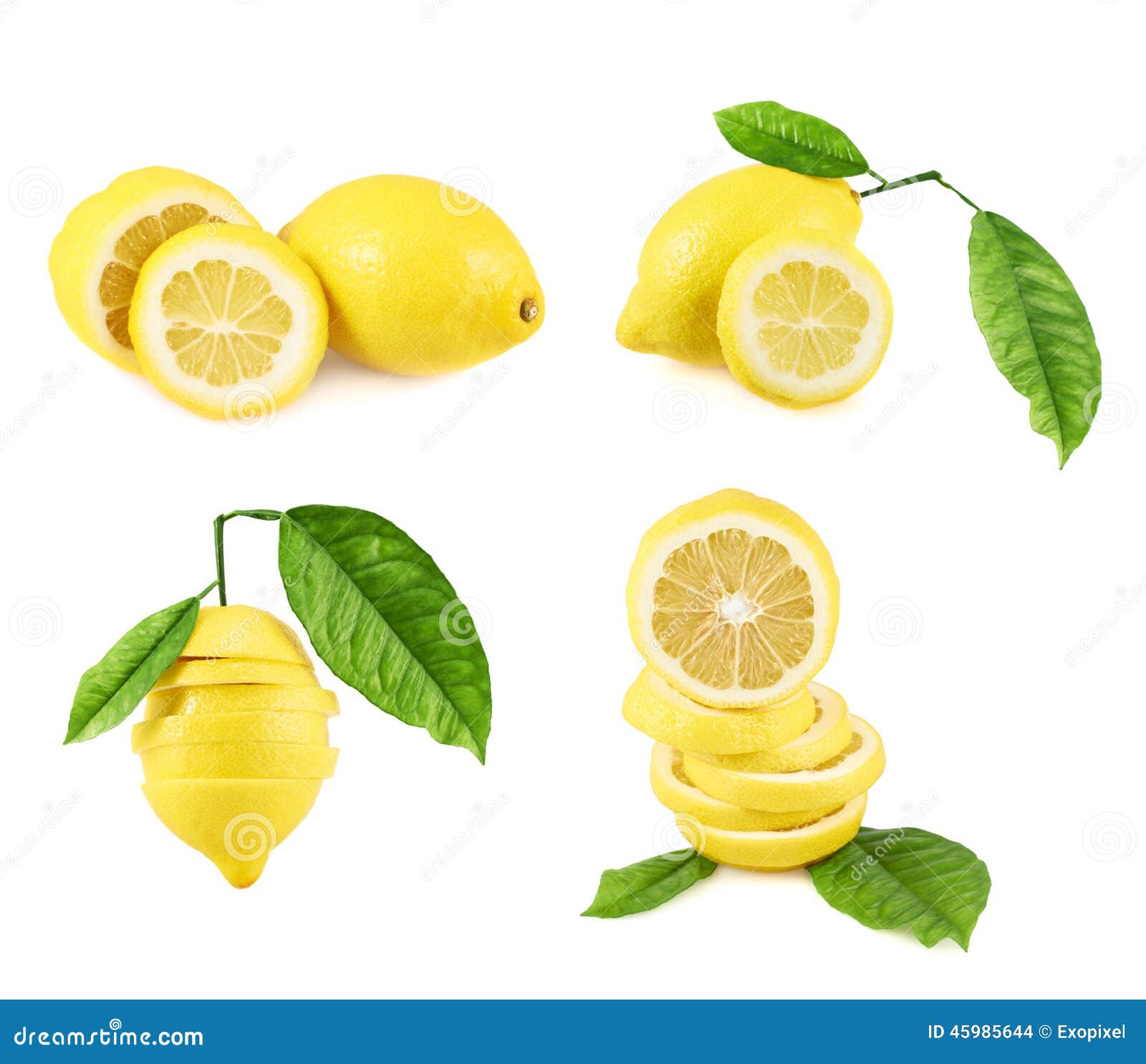 Lemon Fruit and Leaves Composition Stock Photo - Image of citrus ...