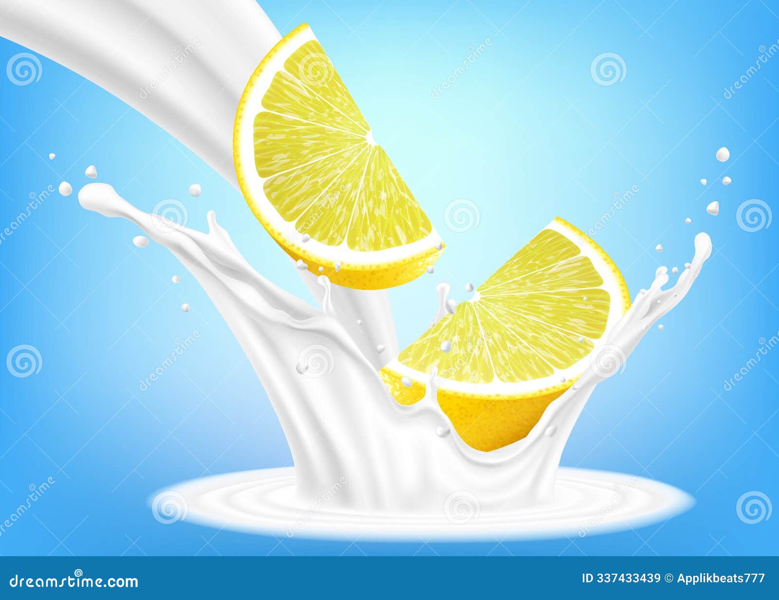 Lemon Fruit in Milk or Yoghurt Splash. Fresh Lemon Slices Falls into ...