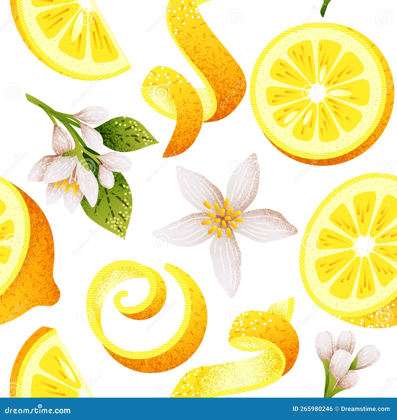 Lemon Fruit Pattern, Garden Postcard. Decorative Tropical Citrus ...