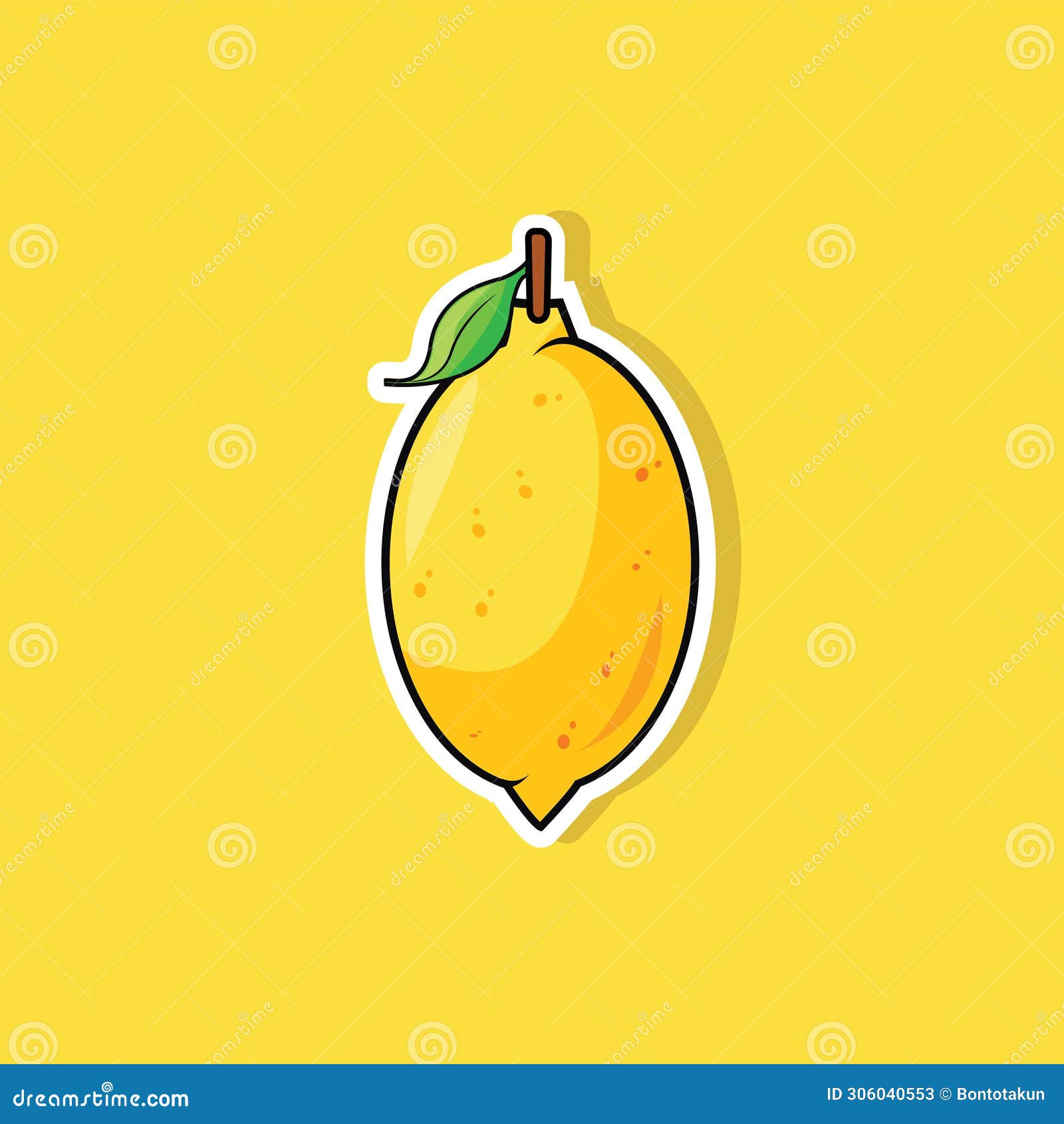 Lemon fruit sticker stock illustration. Illustration of element - 306040553