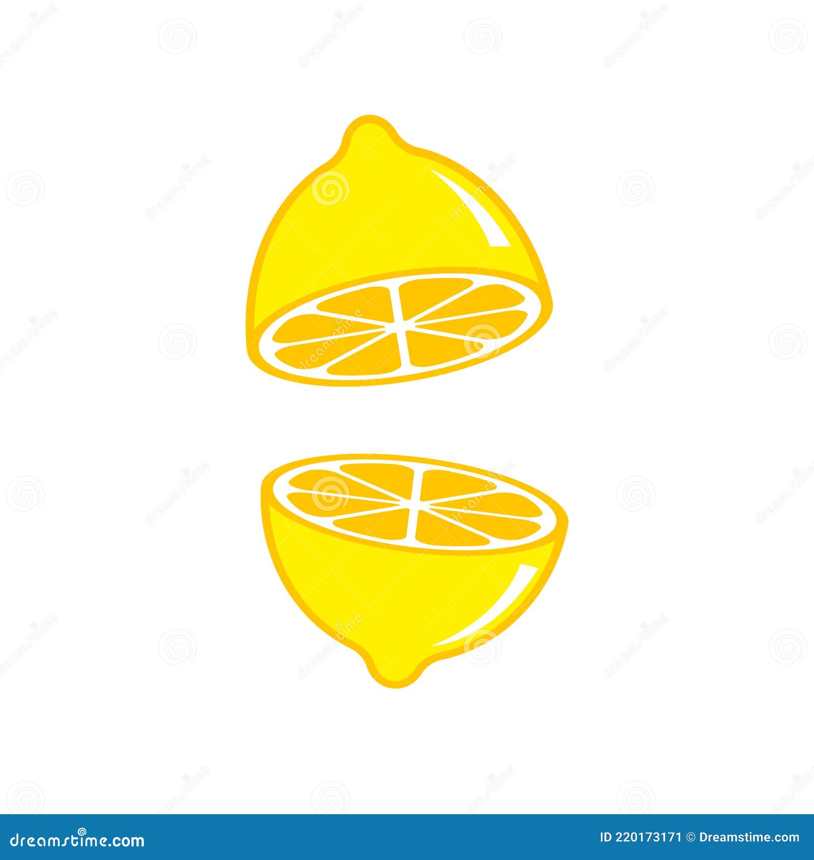 Lemon Fruit, Two Half of Lemon Isolated on White Background. Lemon Logo ...