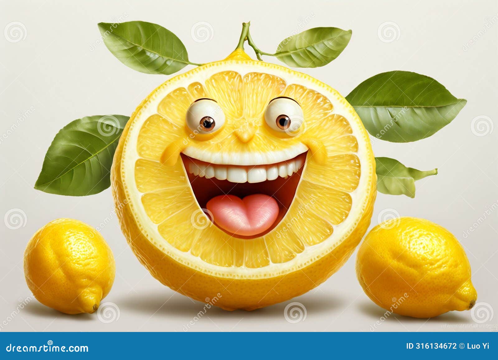 A Lemon with a Funny Face on it S Head. Stock Illustration ...