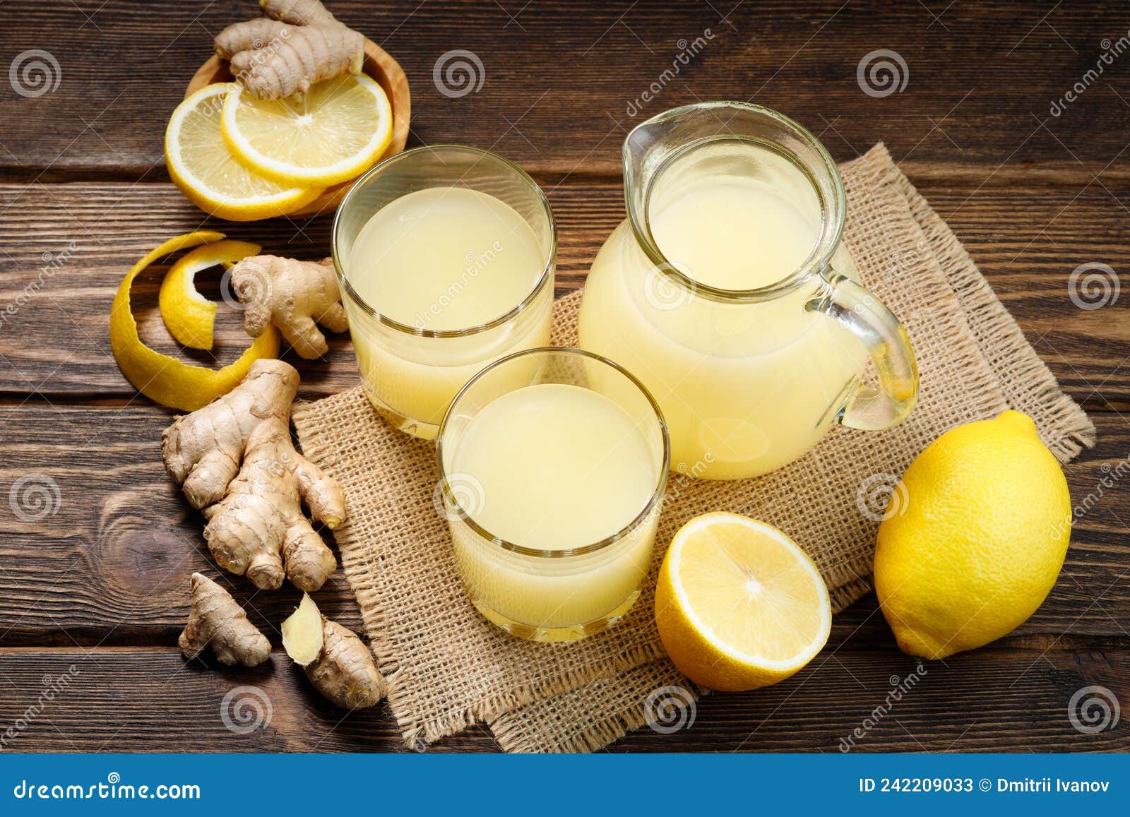 Lemon and ginger drink. stock image. Image of cleanse - 242209033