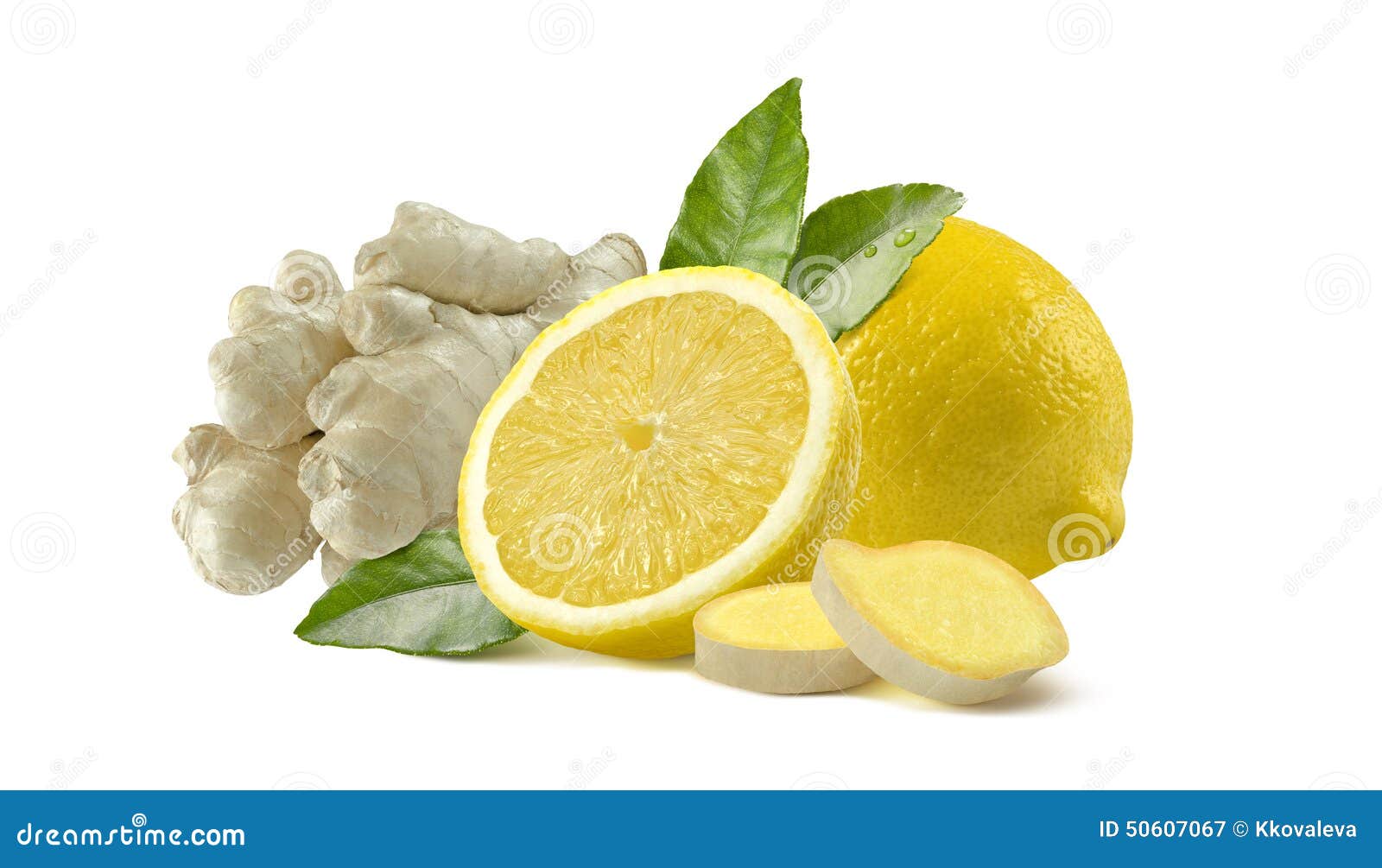 Lemon and Ginger Whole Slices on White Background Stock Image - Image ...
