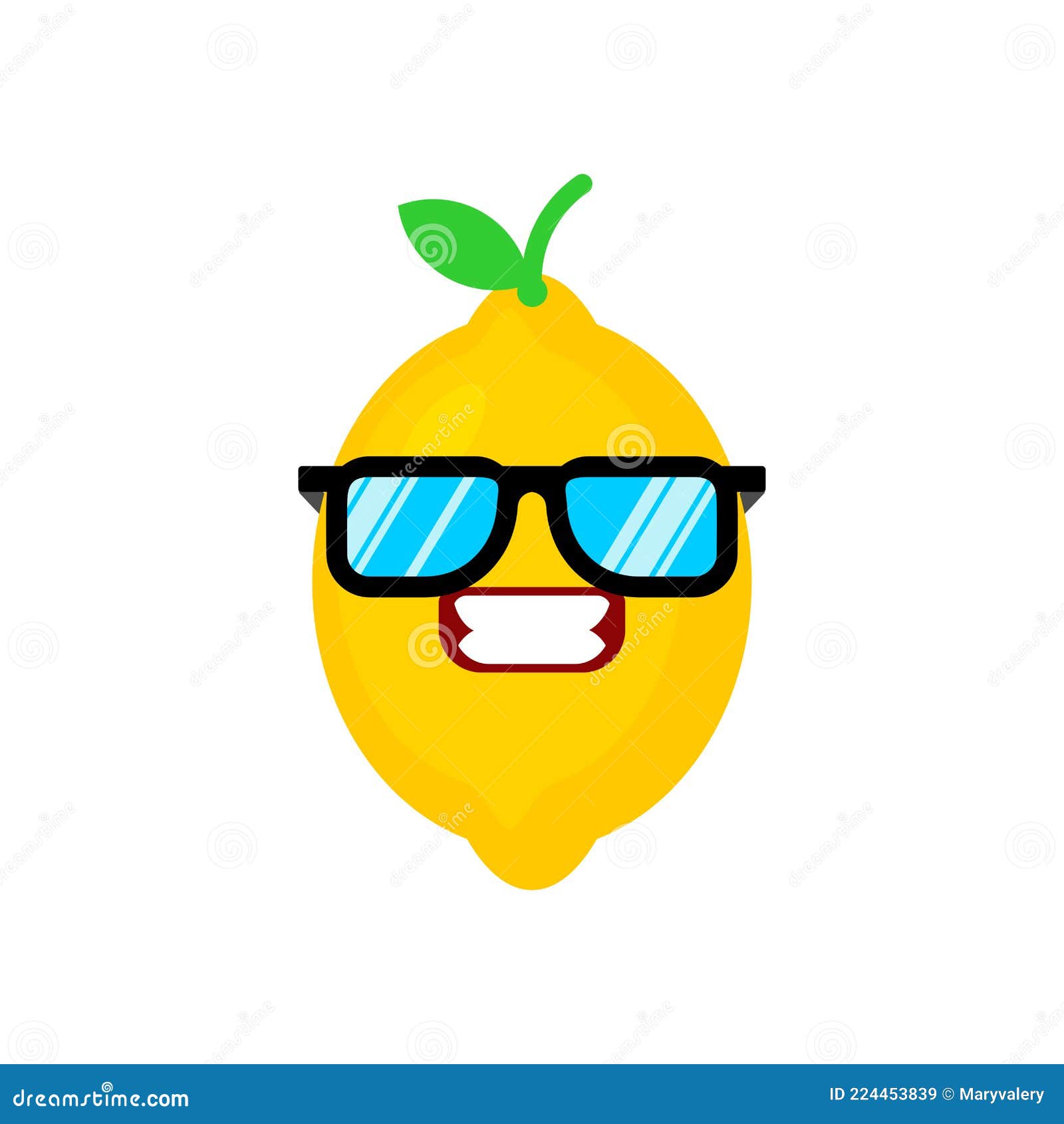 Lemon with Glasses Isolated. Fruit Cool Vector Illustration Stock ...
